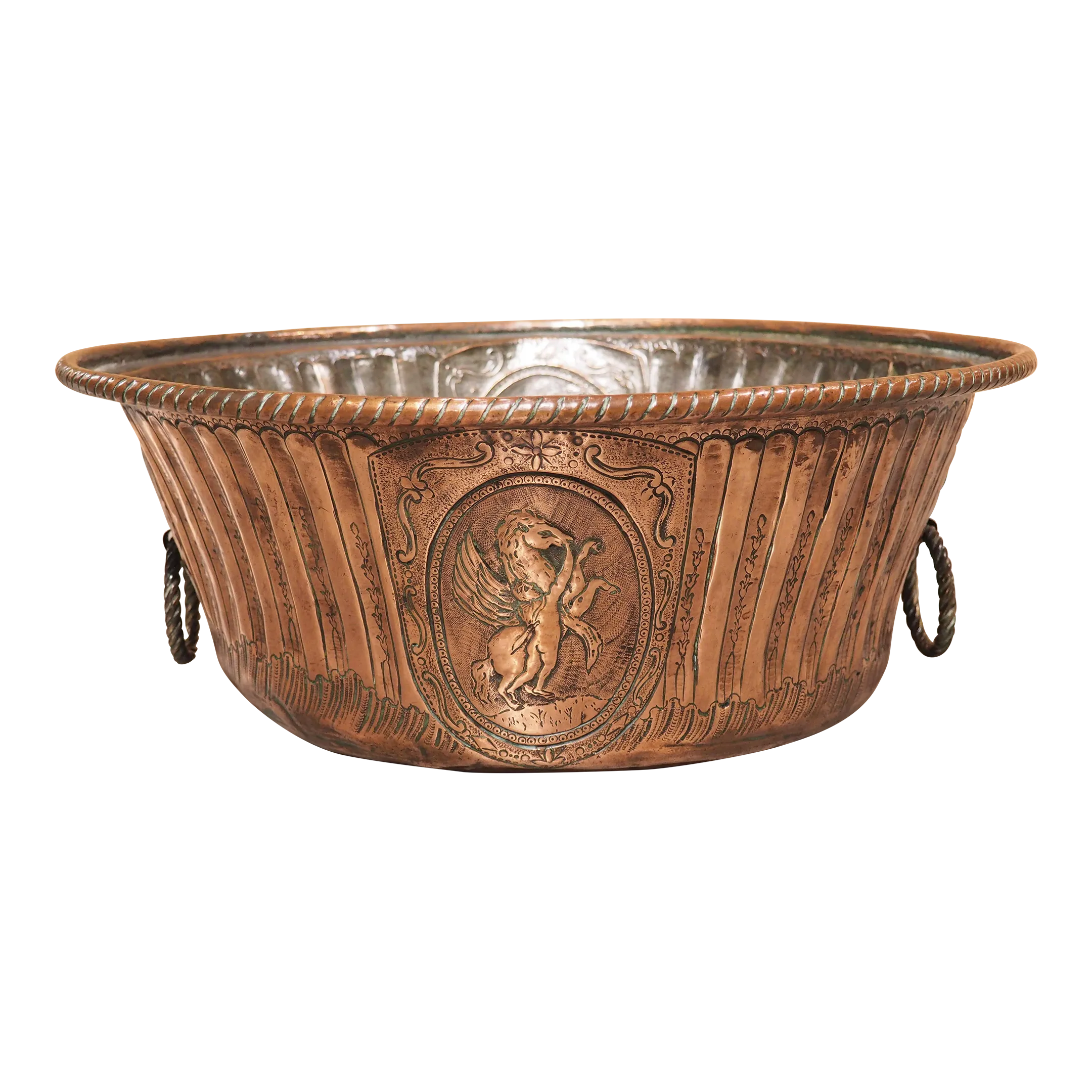 18th Century Repousse Decorated Copper Chaudron From France | Chairish