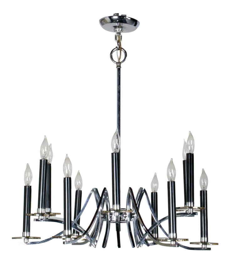 Chrome & Smoked Lucite Twelve-Arm Chandelier | Chairish