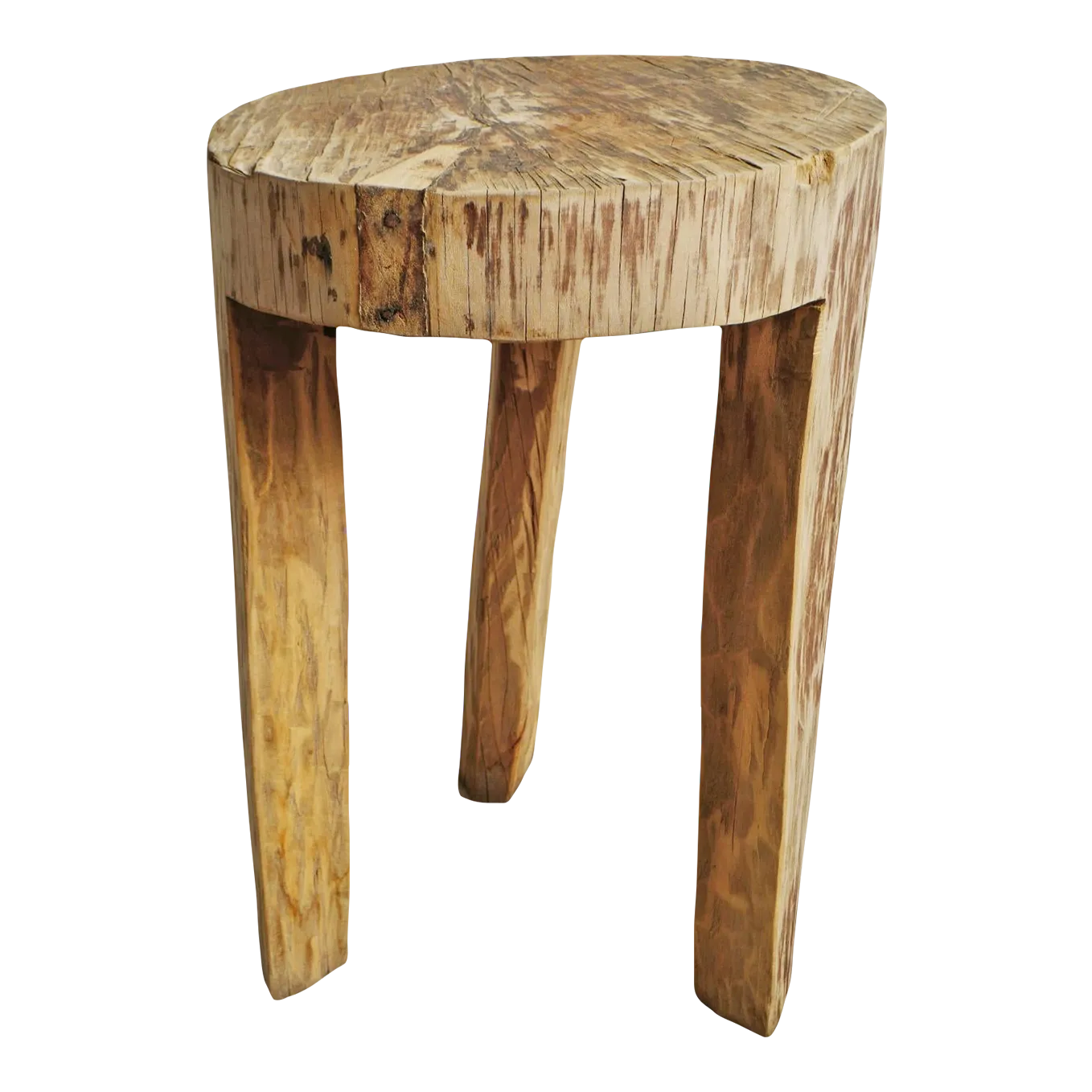 Contemporary Rustic Naga Three Leg Wood Table | Chairish
