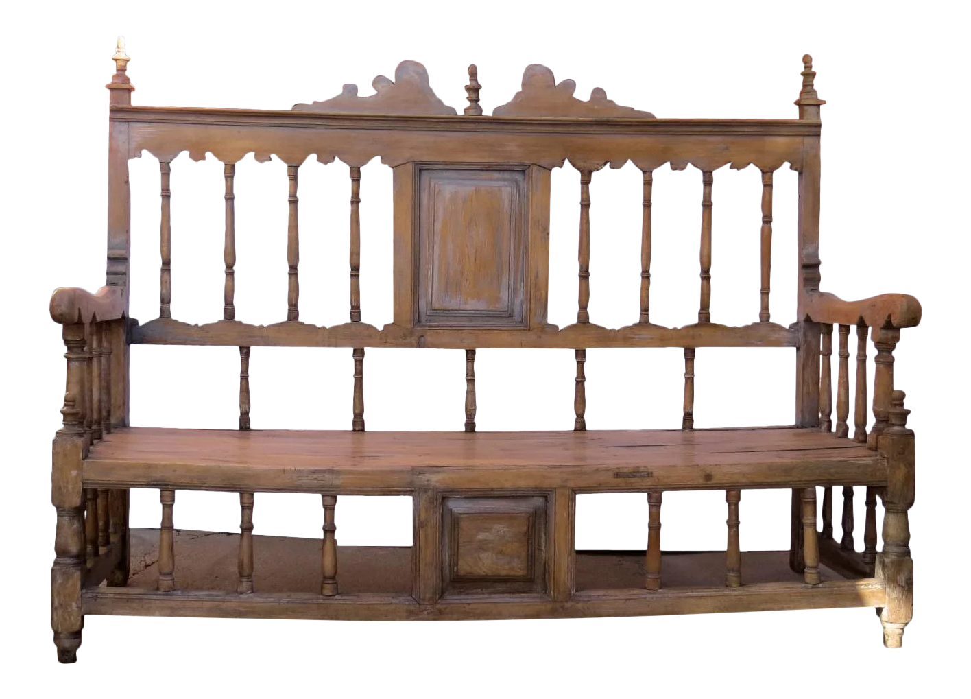 Spanish Colonial Pine Settle Bench c 1850 | Chairish