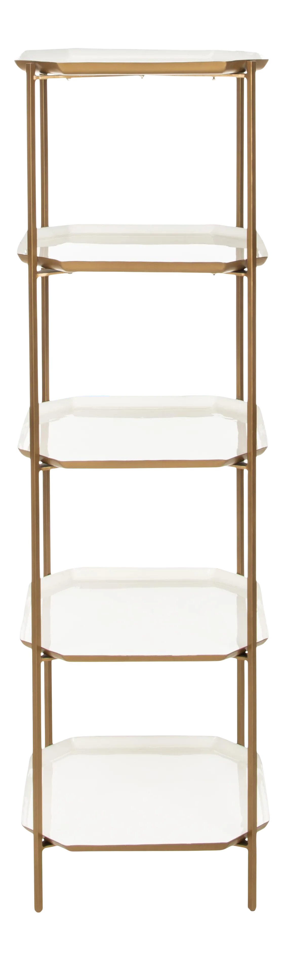 5 Tier Etagere in White & Brass | Chairish
