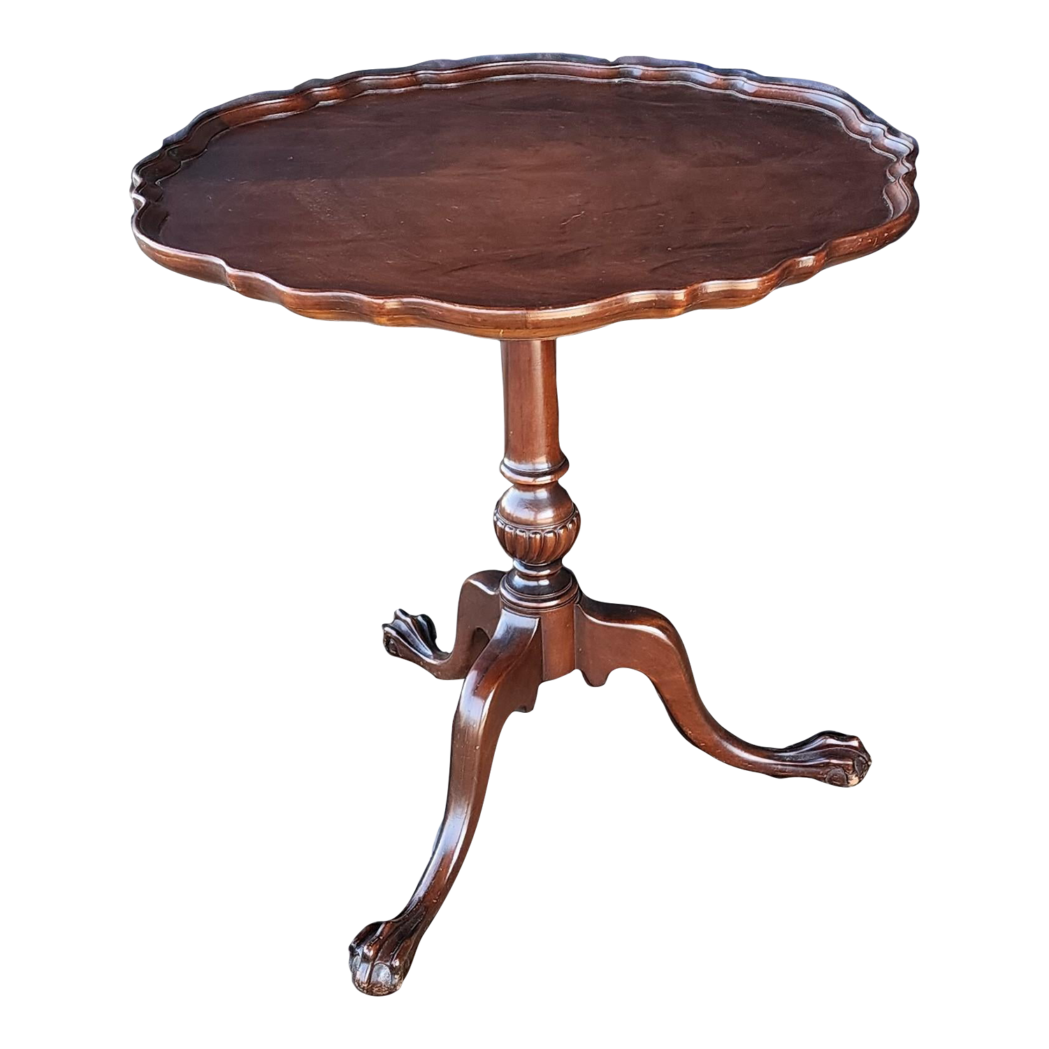 Vintage Mahogany Chippendale Style Scalloped Edge Pie Crust Pedestal ...
