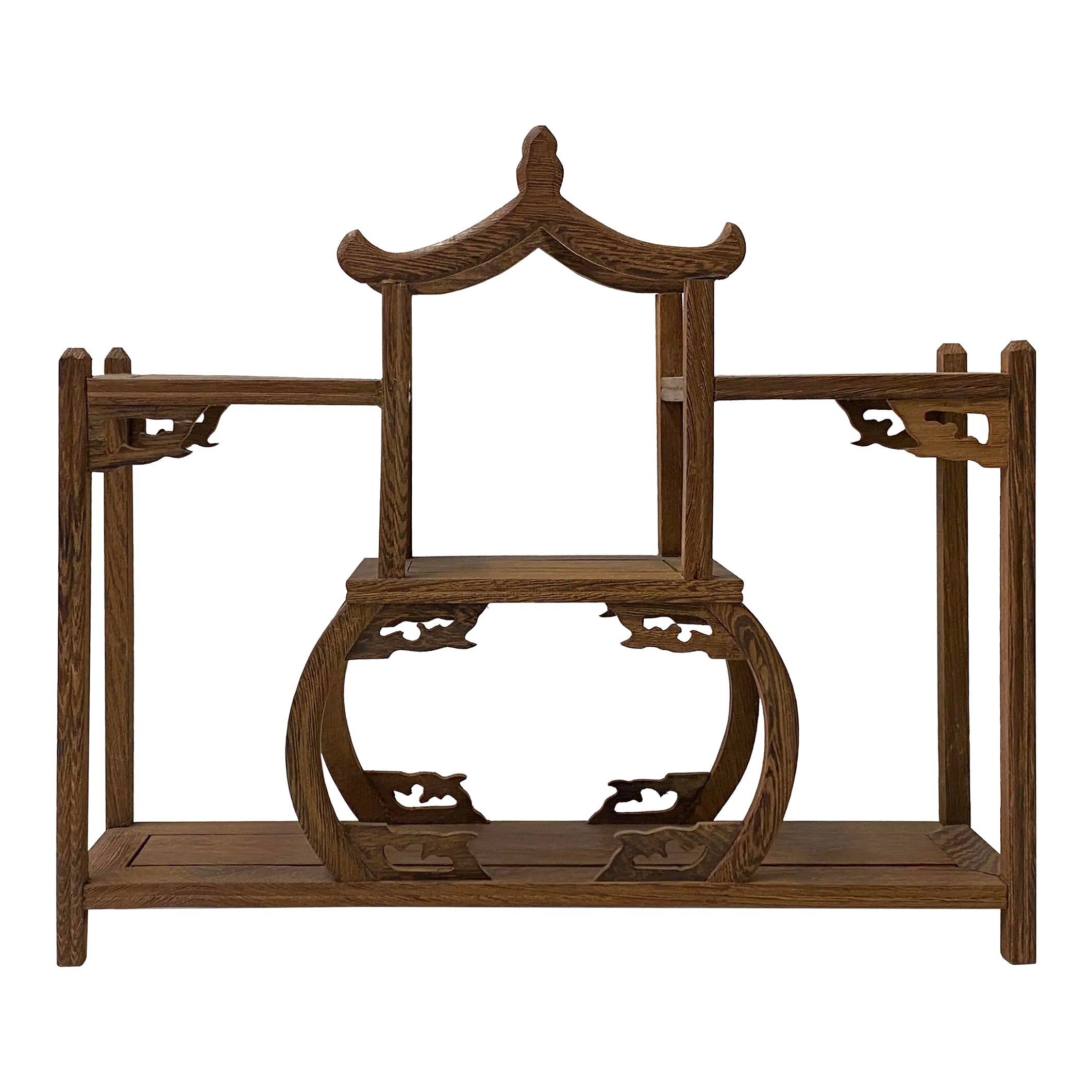 Gray Brown Wood Tower Shape Table Top Curio Display Easel Stand | Chairish