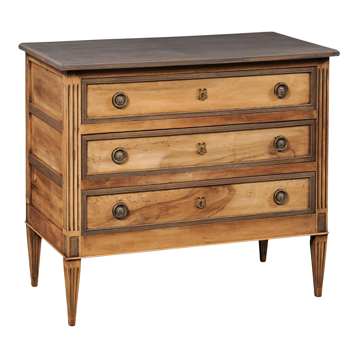 Neoclassic French Commode, Bleached with Grey | Chairish