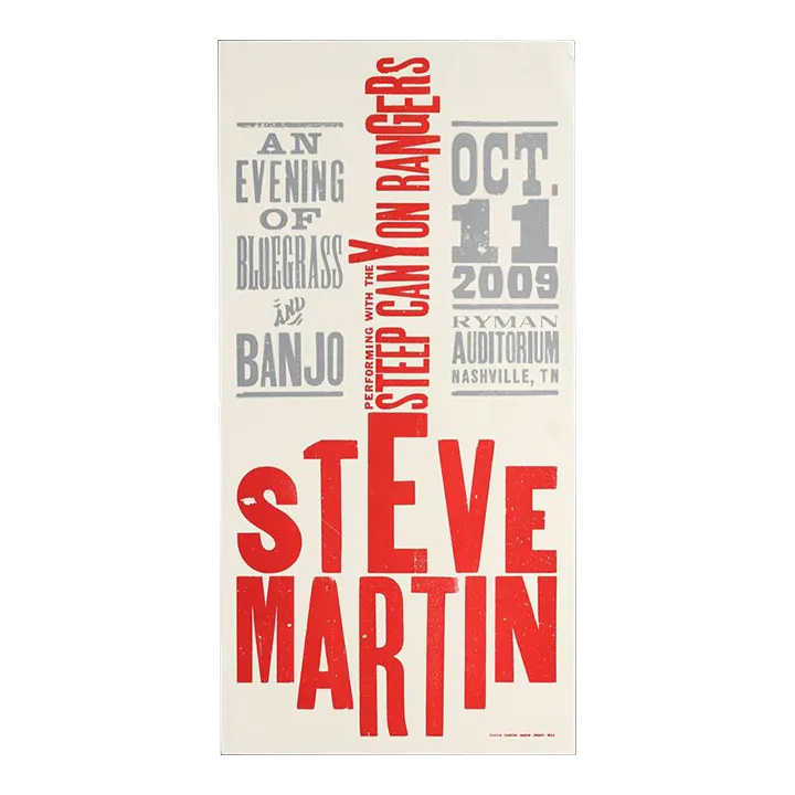 2009 American Concert Poster, Steve Martin (Bluegrass + Banjo) | Chairish