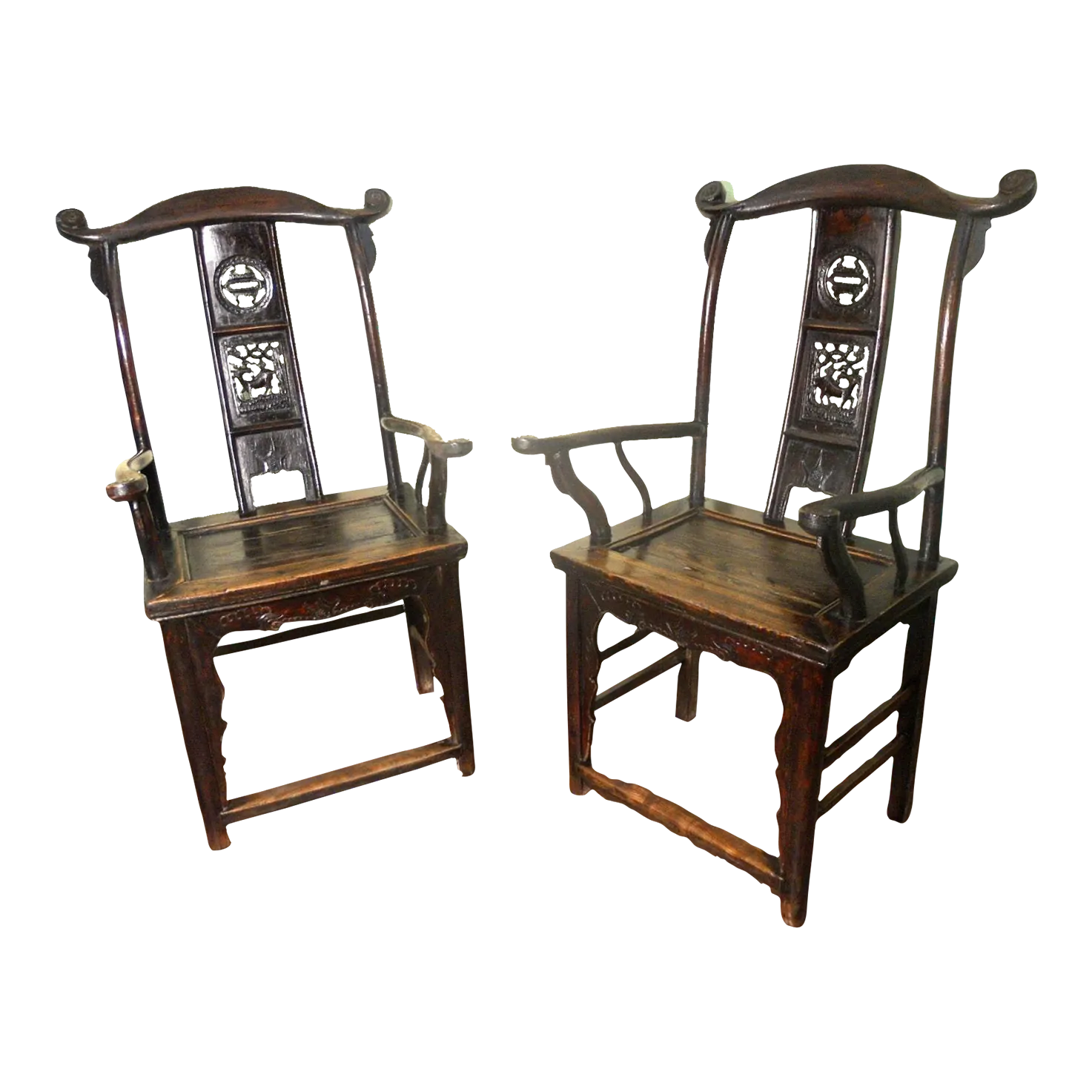 Antique Chinese High Back Chairs, Circa 1800-1849 - A Pair | Chairish