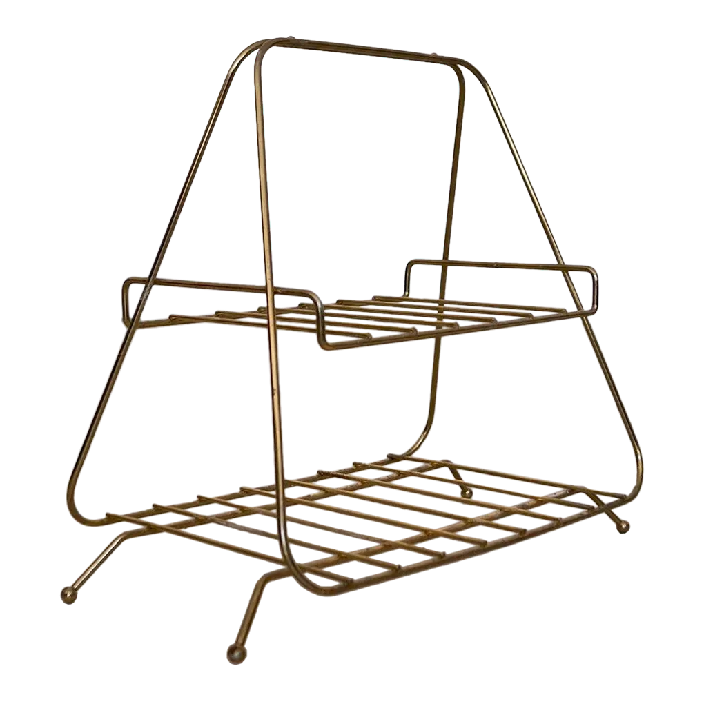 1950's Mid-Century Modern Atomic Brass Magazine Rack | Chairish