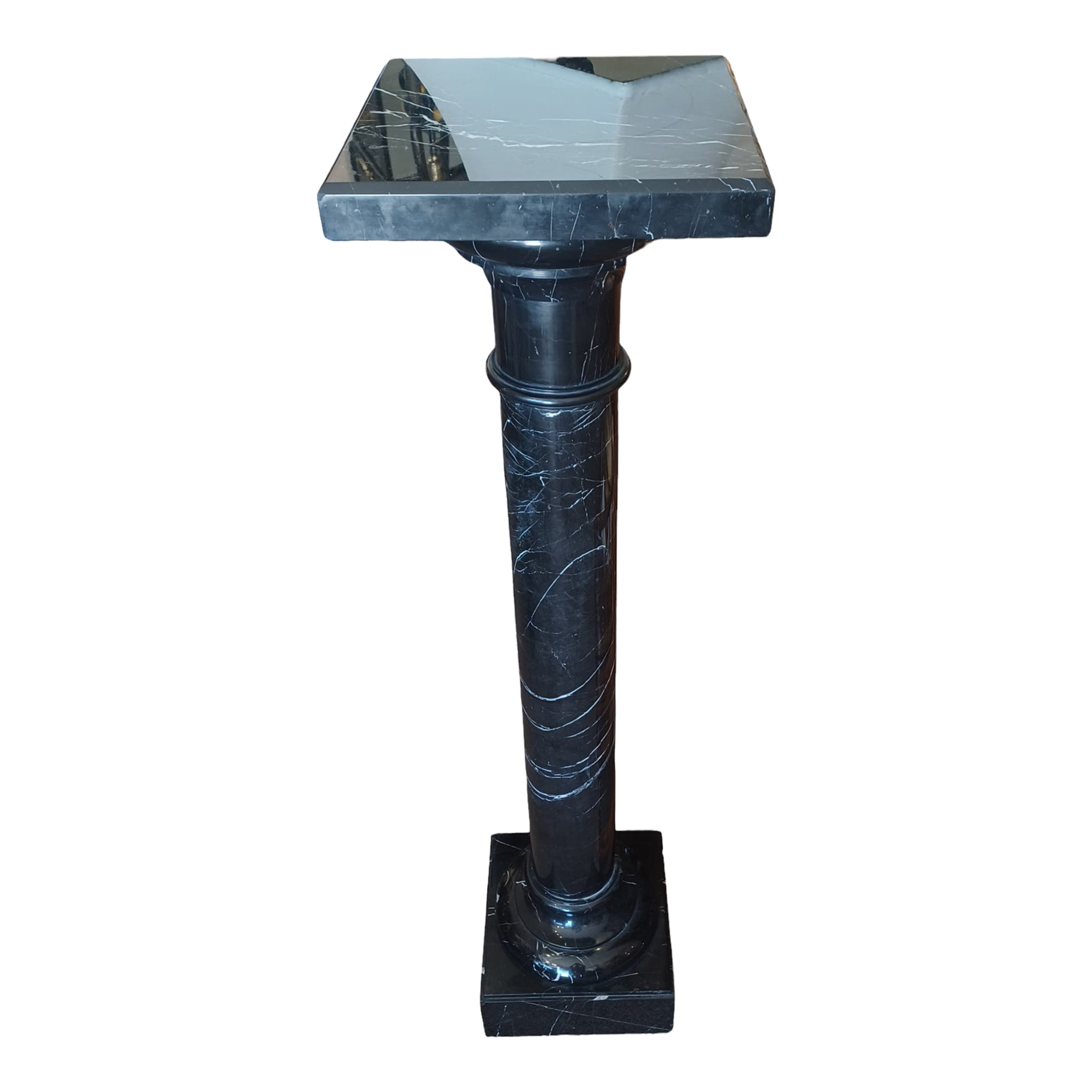 Vintage Hollywood Regency Black Marble Pedestal | Chairish