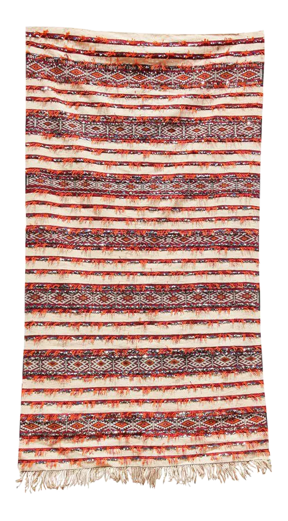 1960s Moroccan Tribal Wedding Rug With Sequins North Africa, Handira ...