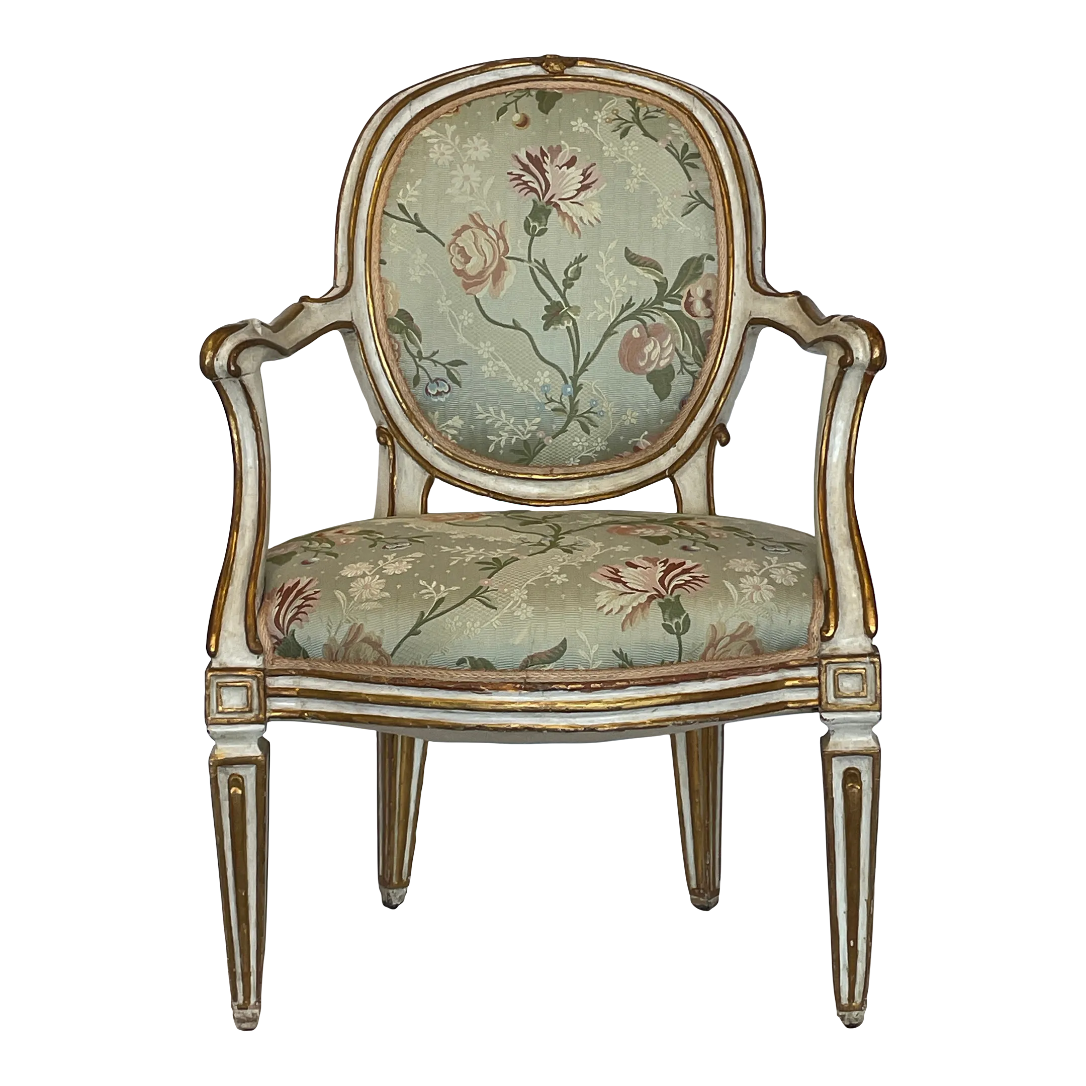 19th Century Italian Painted and Parcel Gilt Fauteuil | Chairish