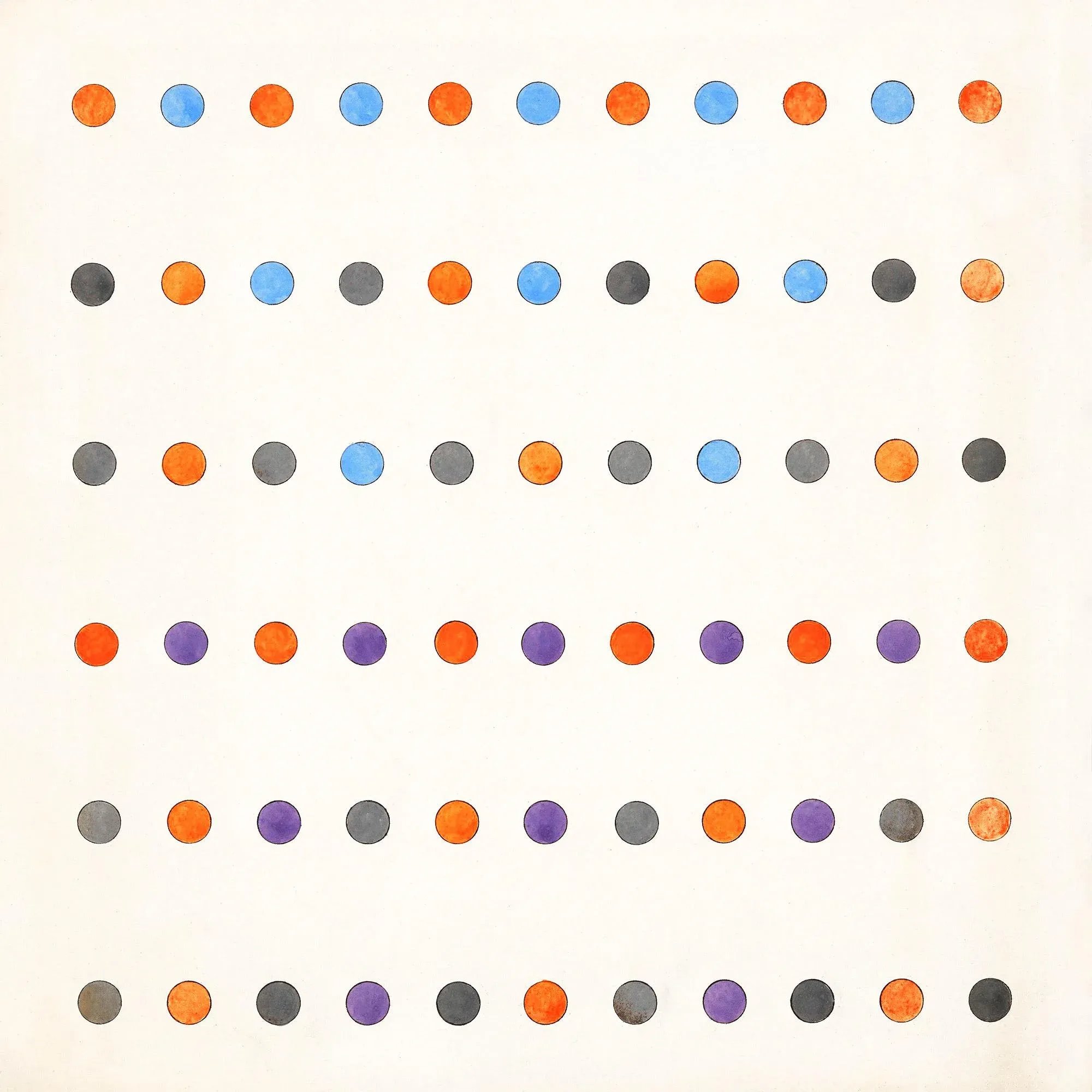 Minimalist Color Grid in Orange, Blue, and Purple Original Print | Chairish