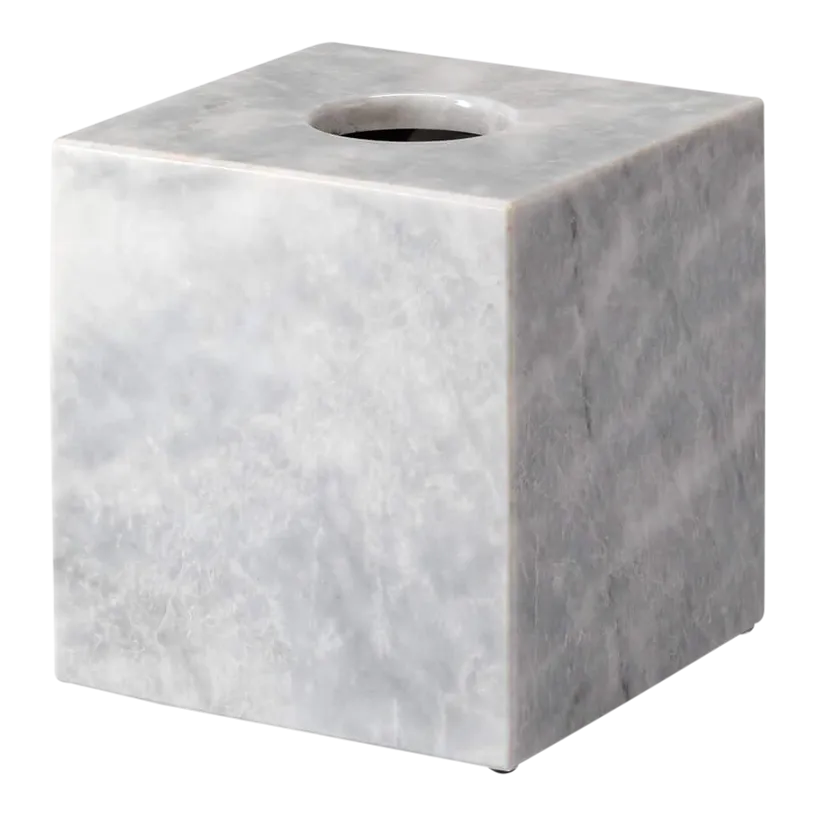 Shadow Gray Marble Square Tissue Box | Chairish