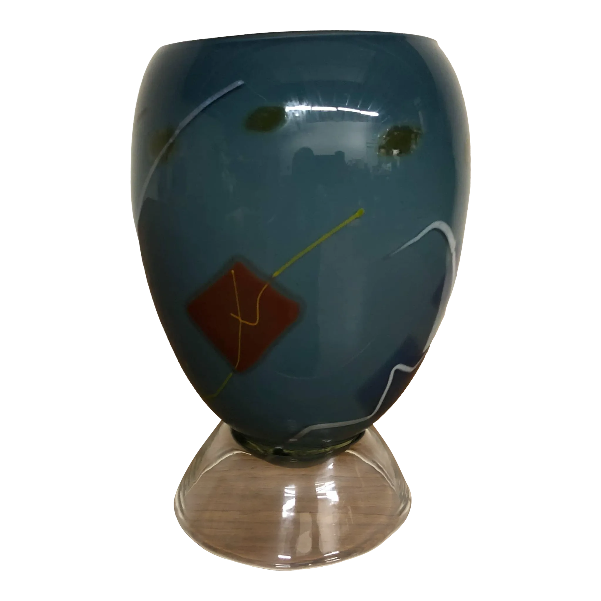 Hand Blown Glass Footed Vase | Chairish