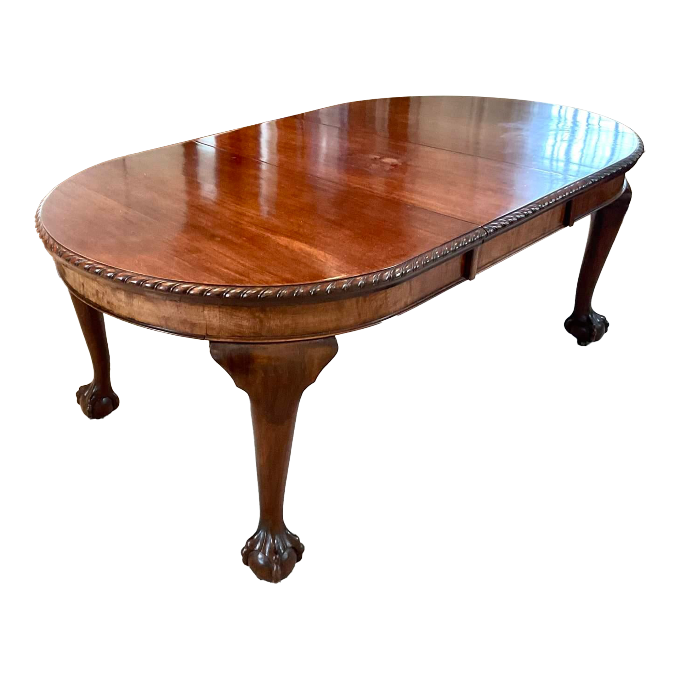 Antique Mahogany Oval Ball and Claw Extension Dining Table | Chairish