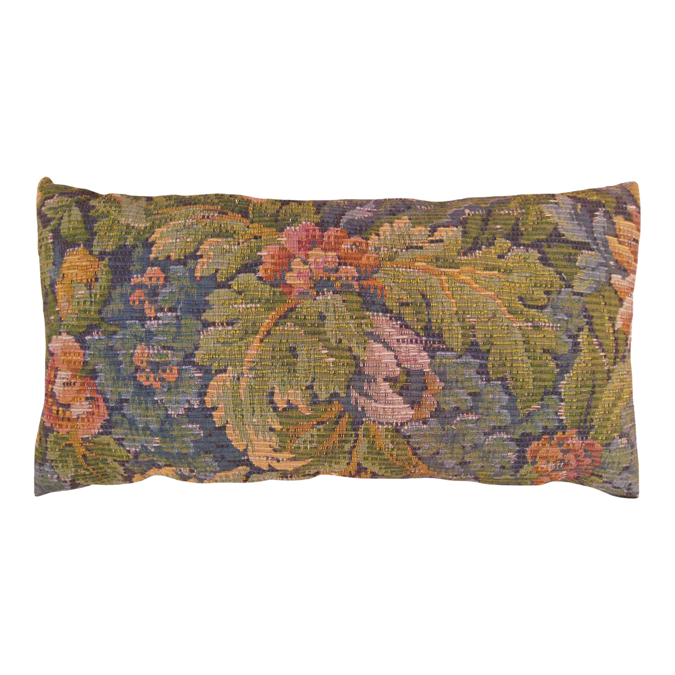 1910 Decorative Antique Jacquard Tapestry Pillow with Floral Elements ...