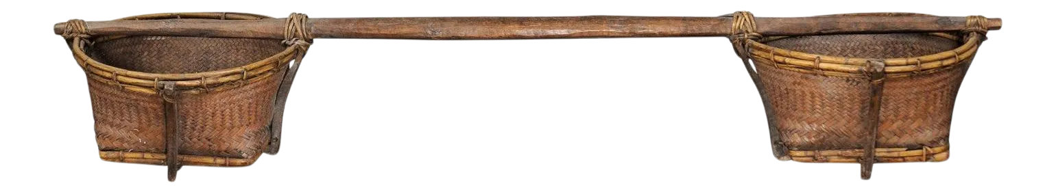 Far Eastern Early 20th Century Shoulder Yoke with Bamboo and Rattan ...
