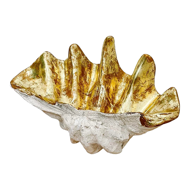 1960s Large Clam Centerpiece Bowl With Gold Leaf Interior | Chairish