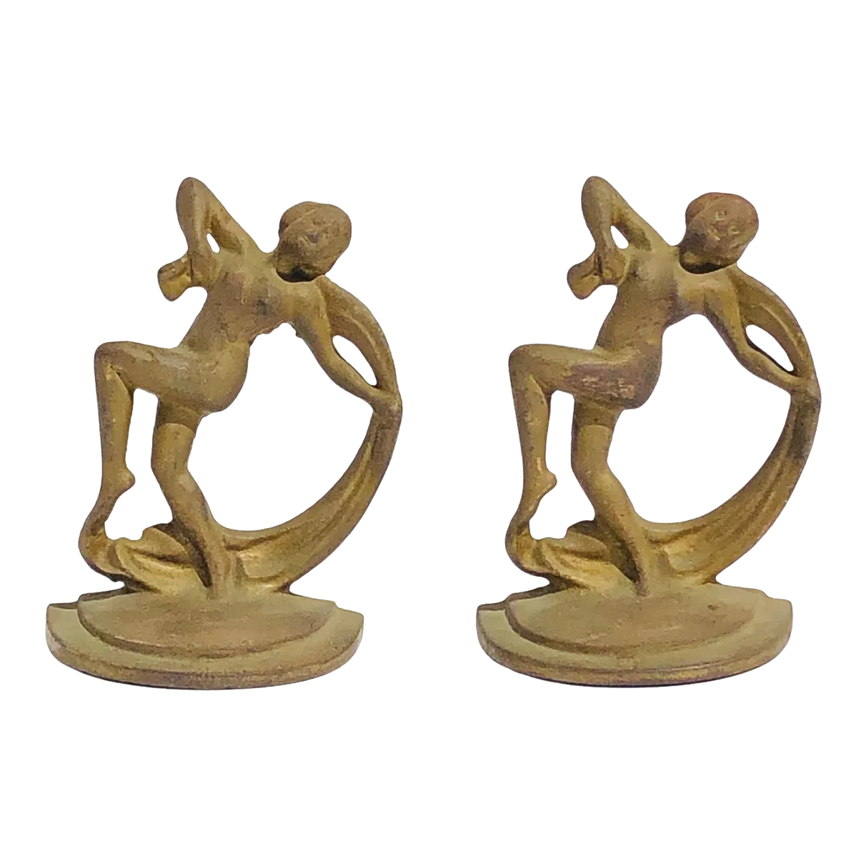 1930s Ladies Dancing Art Deco Nude Figural Scarf Dancer Bookends - a ...