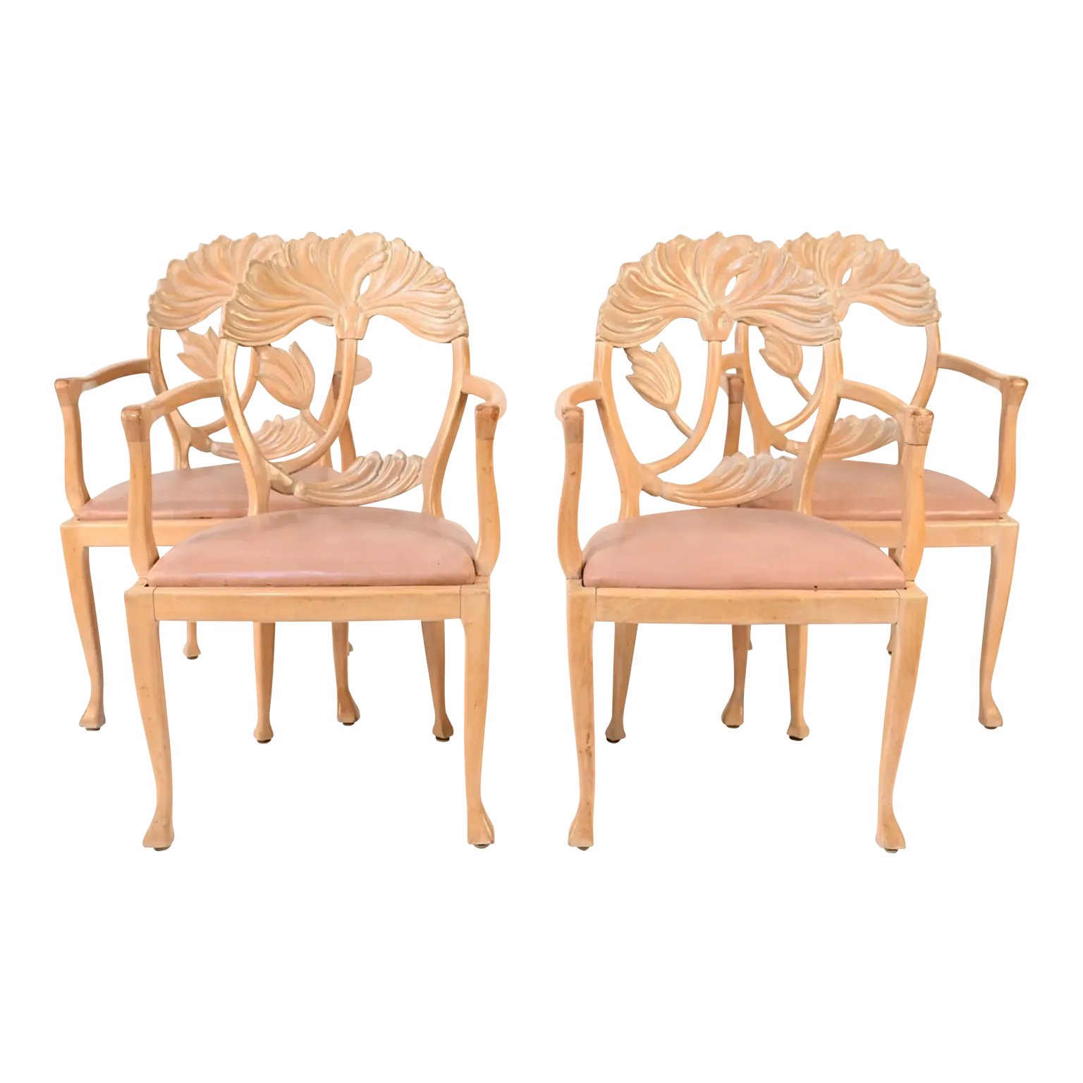 Vinatge Carved Back Italian Armchairs in the Manner of Phyllis Morris - Set of 4 | Chairish