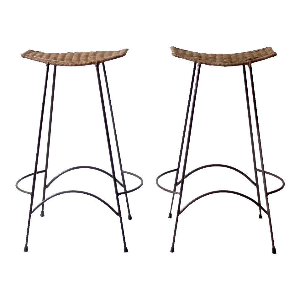 Arthur Umanoff Style Bar Stools Pair | Chairish