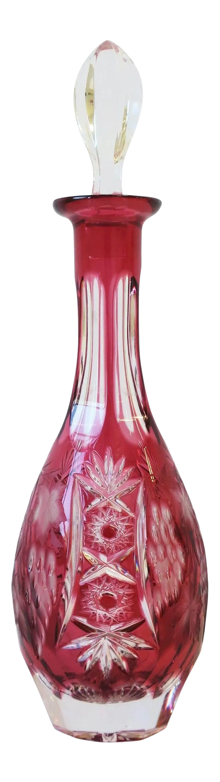 Cut Crystal Red Spirit Liquor Decanter Barware, West Germany | Chairish
