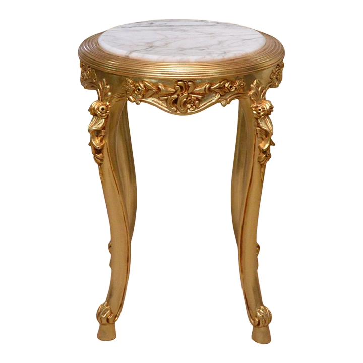 1980s Marble Top Gold Leaf End Table | Chairish