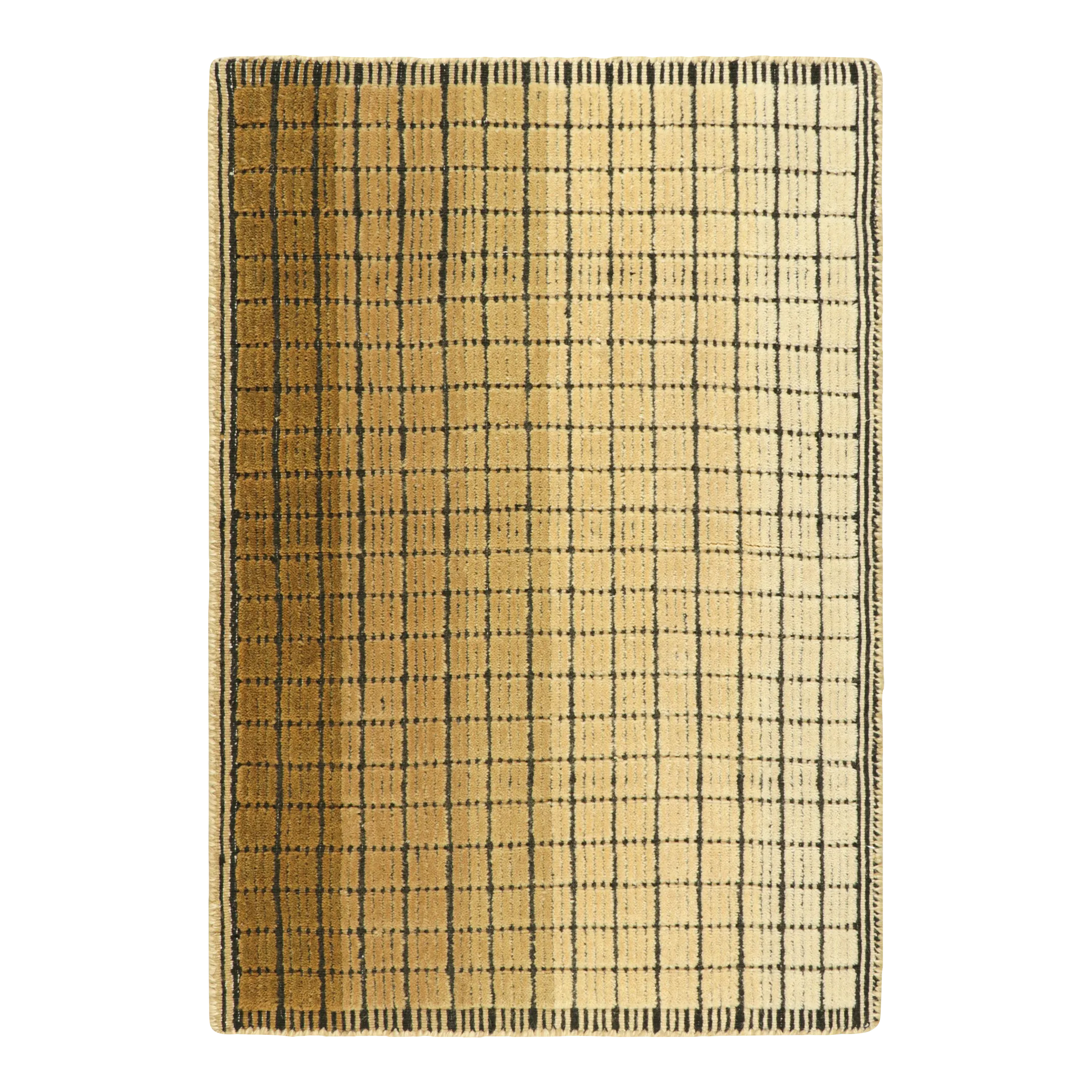 Rug & Kilim’s Gradient Rug in Creamy Beige-Brown Ombre Grid and High ...