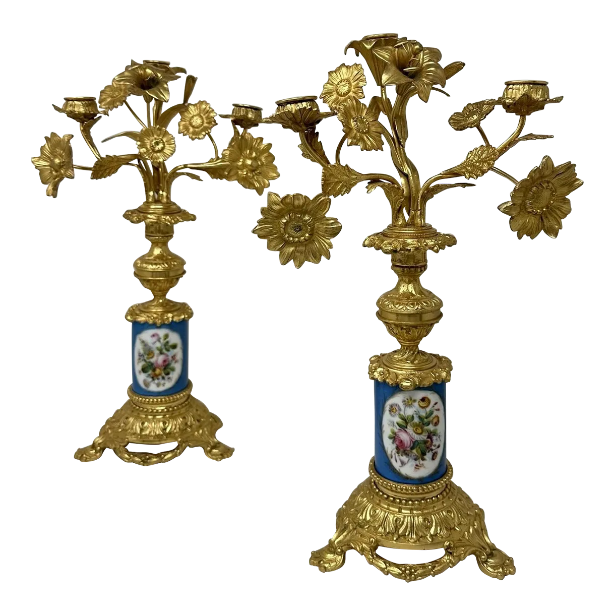 Antique Pair French Ormolu Gilt Bronze Sevres Porcelain Candelabras ...