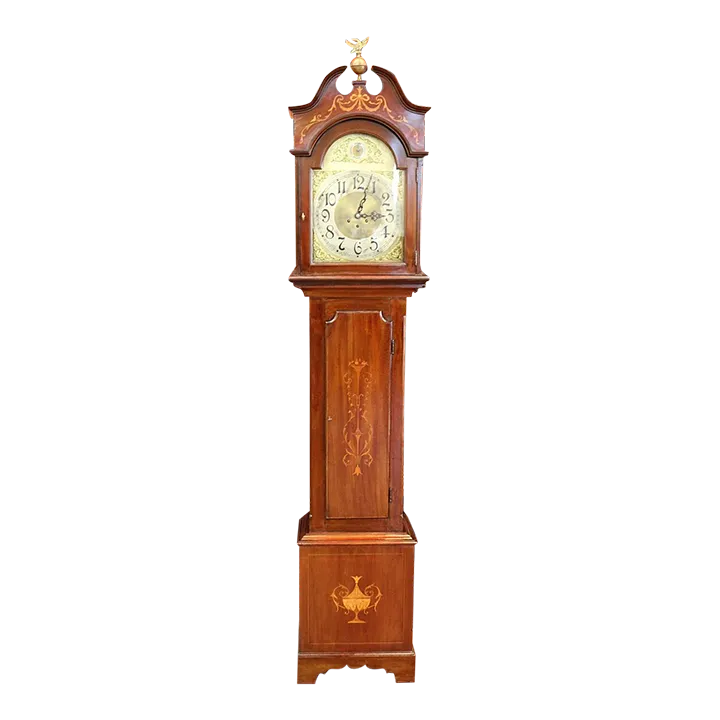 1920s Kienzle Edwardian Style Mahogany Inlaid Grandfather Clock | Chairish