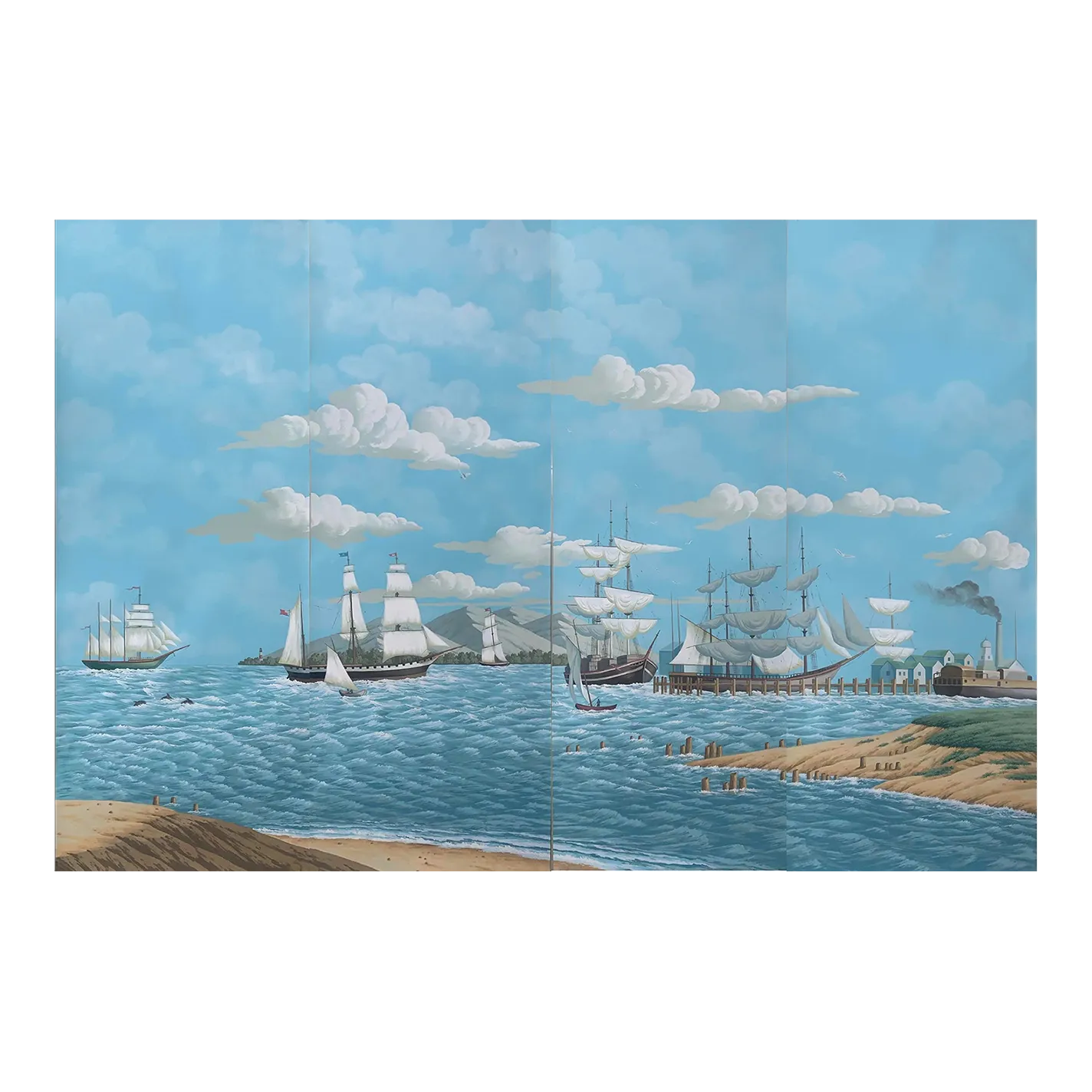 Panoramic Murals Hand Painted Wallpapers on Scenic Paper Panel - 4 ...