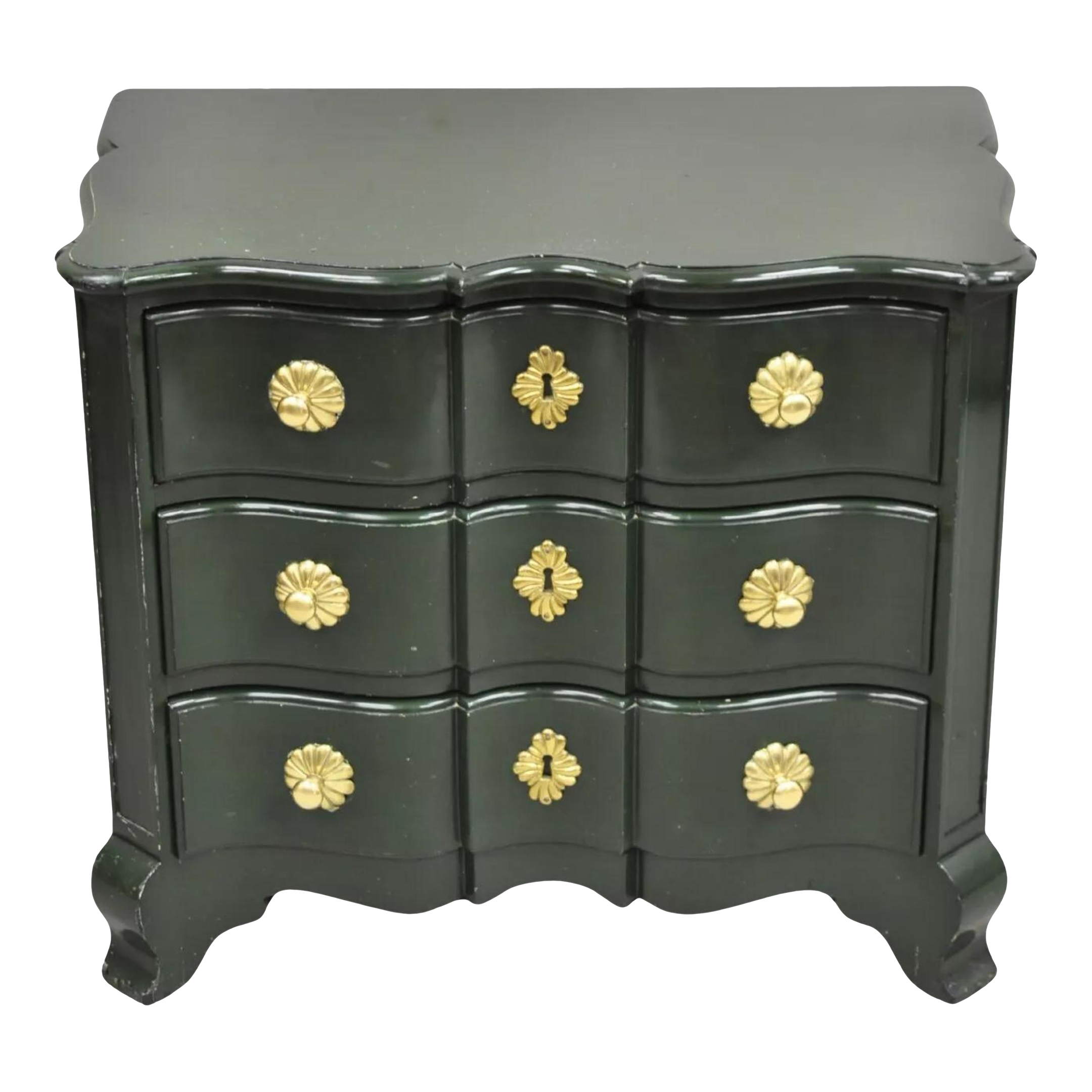 Vintage French Provincial Style Green Lacquer 3 Drawer Nightstand by ...