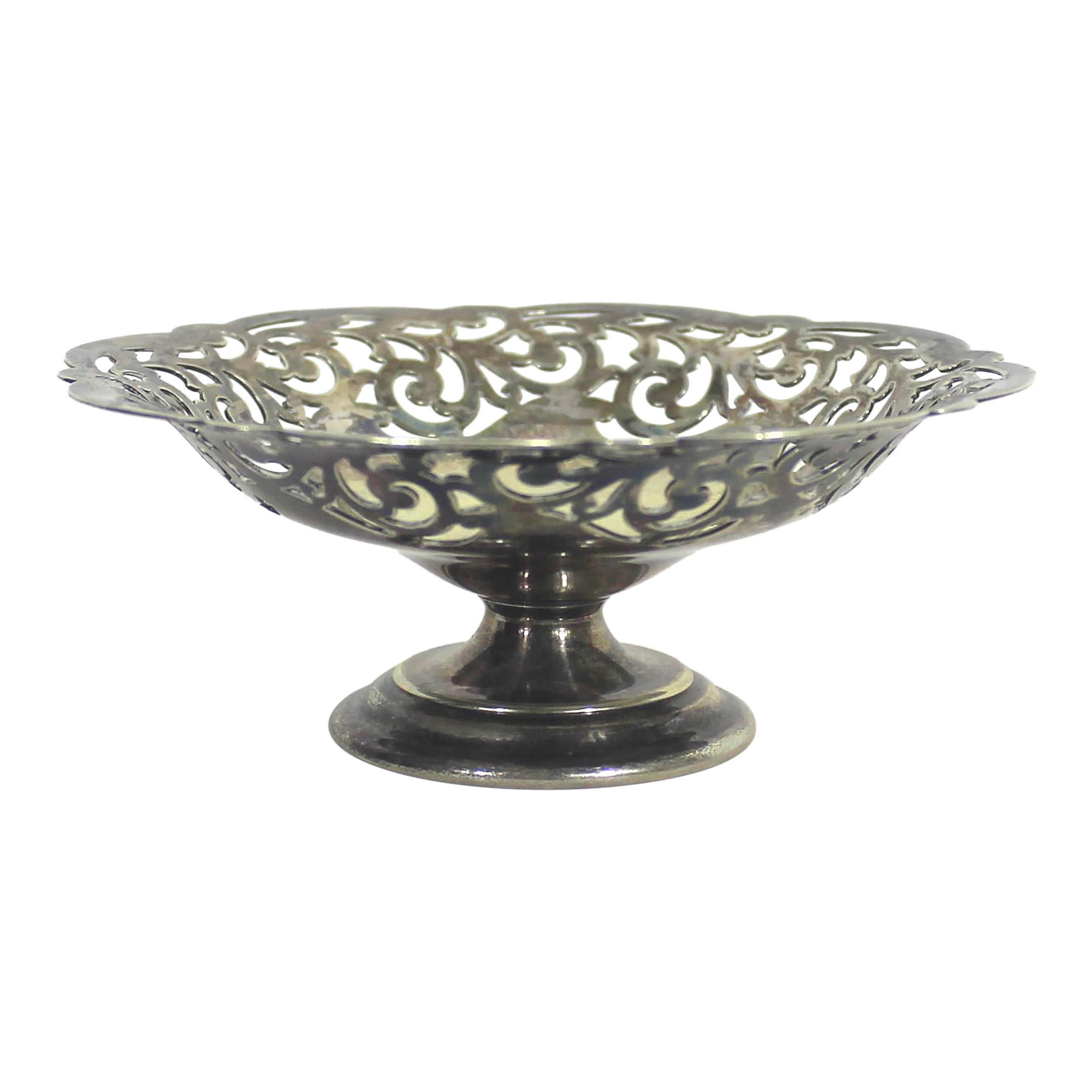 Vintage Small Silver Pedestal Dish, Small Footed Tray Round Silver ...