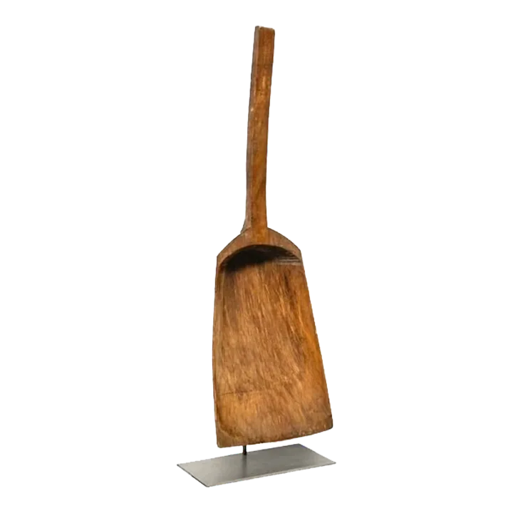 Rustic Wooden Grain Shovel Mounted on Custom Iron Stand , China 19th ...