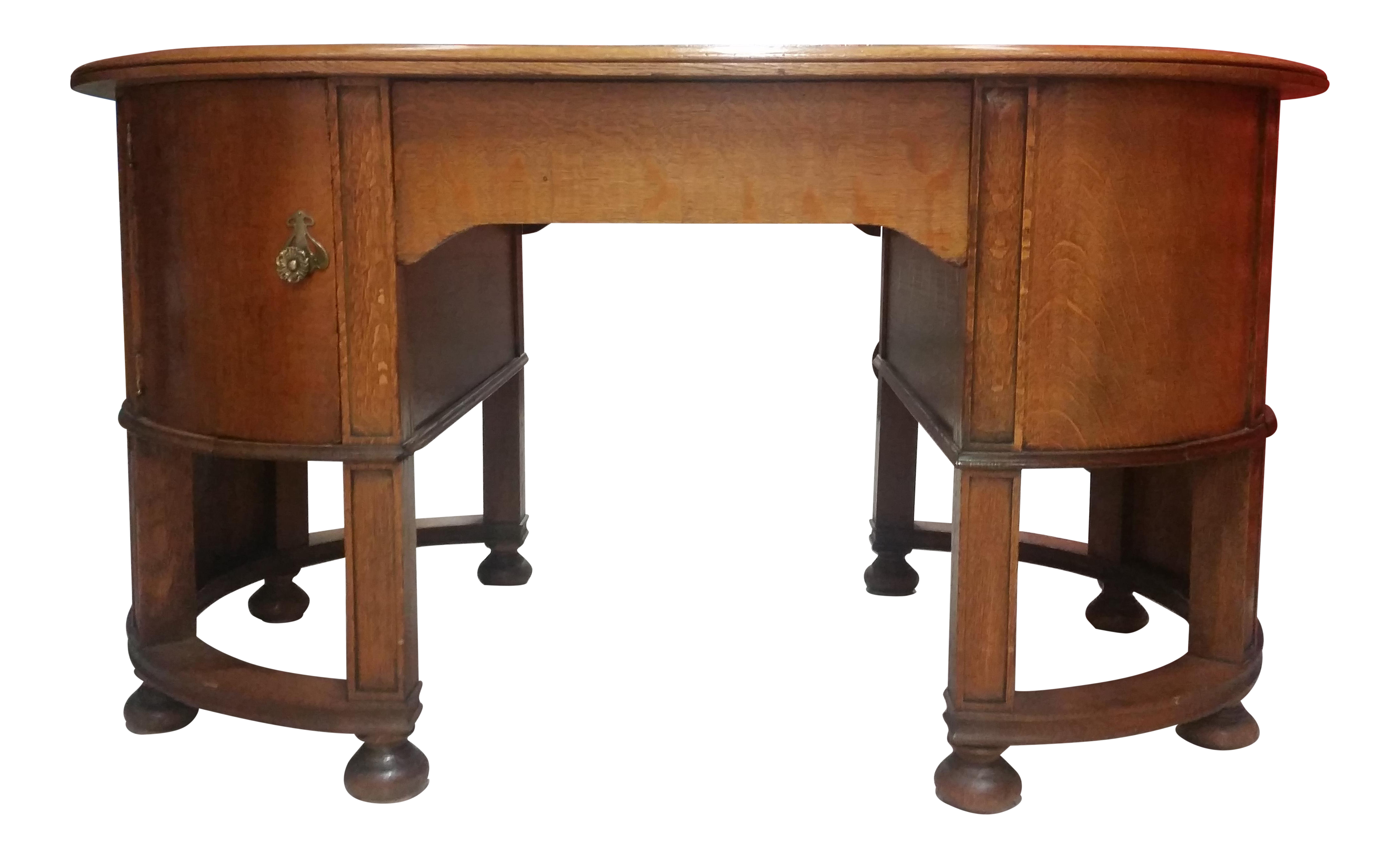 Oak Oval Partners Desk | Chairish