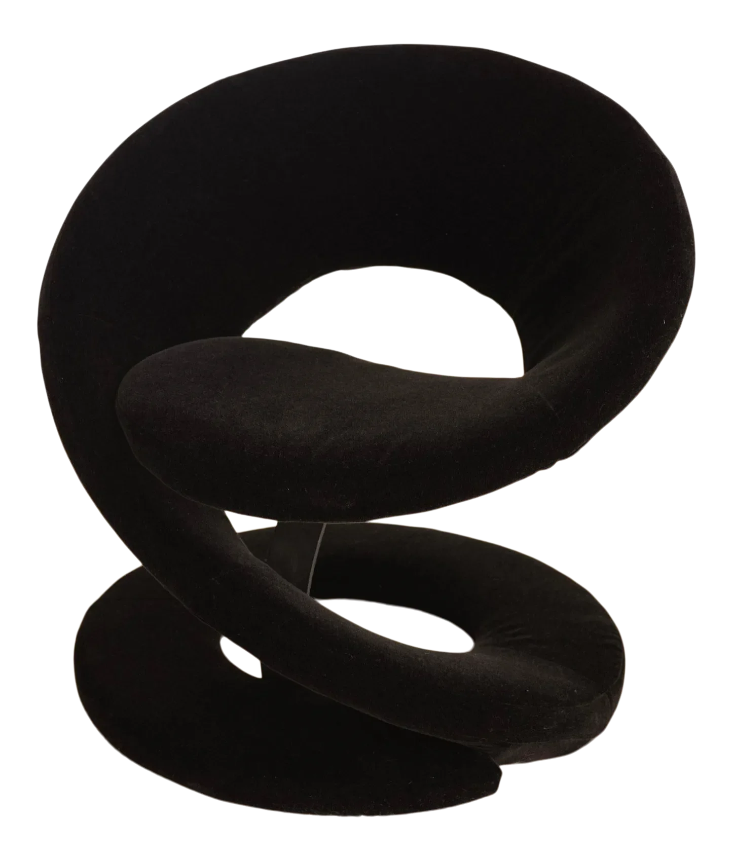 Sculptural Spiral Ribbon Chair in Black Mohair Attributed to Jaymar ...