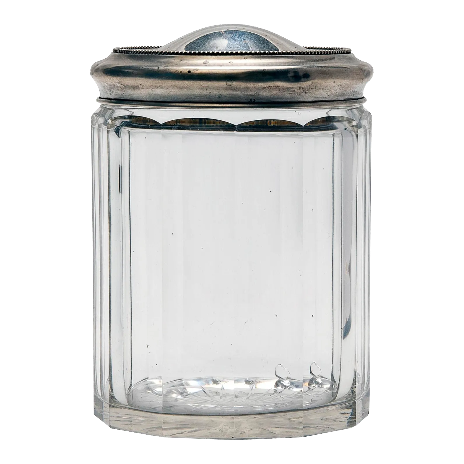 Antique Art Deco Cut Crystal Jar with Sterling Silver Lid | Chairish