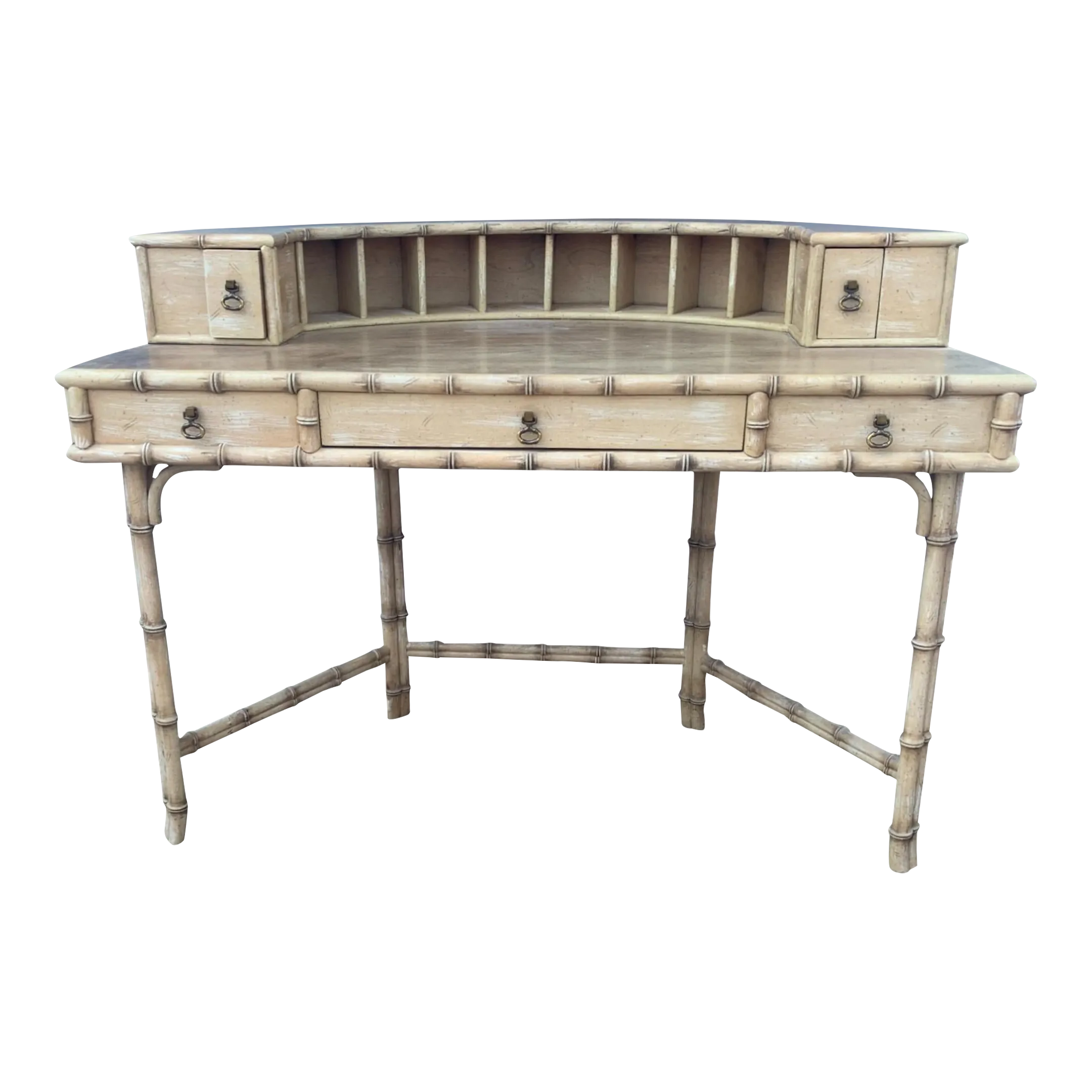 Ficks Reed Mid-Century Faux Bamboo Desk With Vellum Top and ...