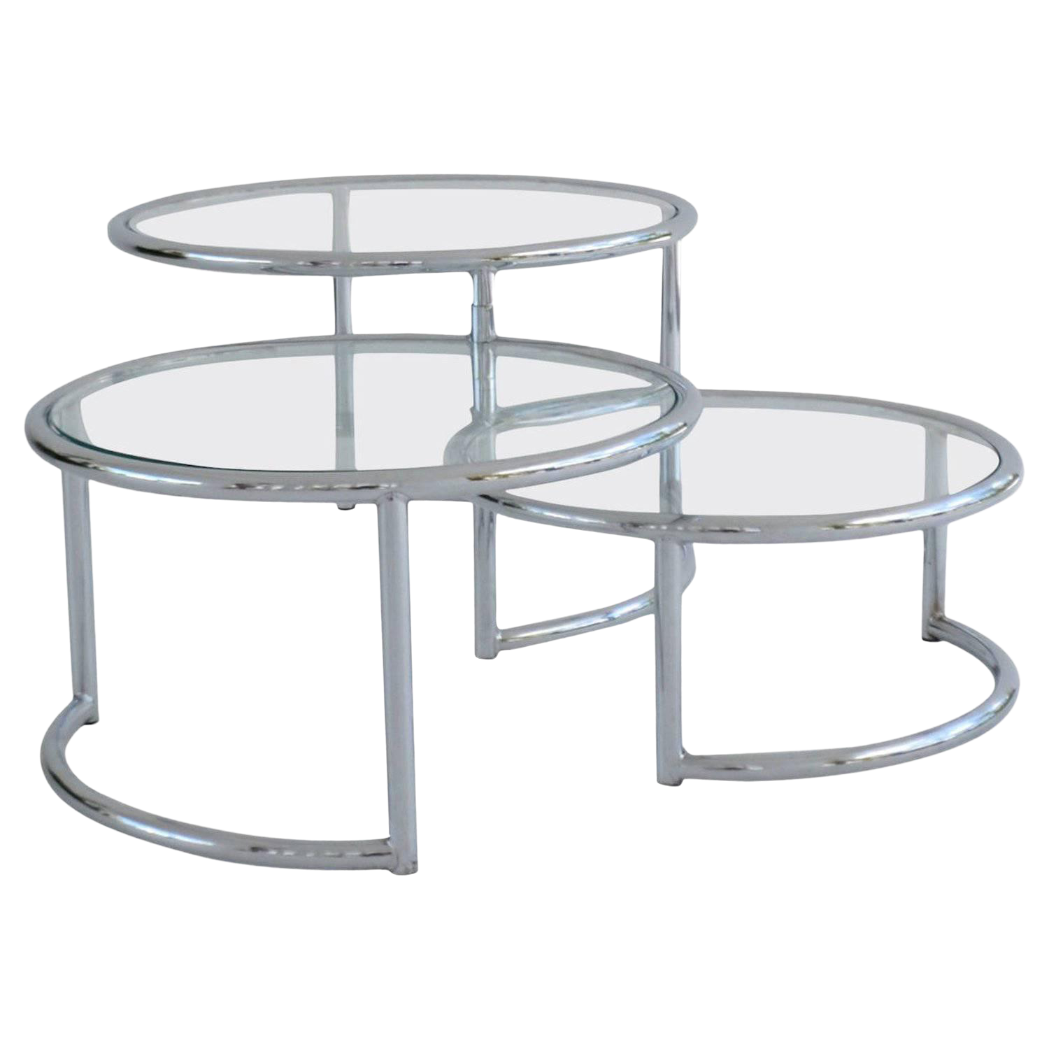 Midcentury Chrome Three-Tier Cocktail or Side Table | Chairish