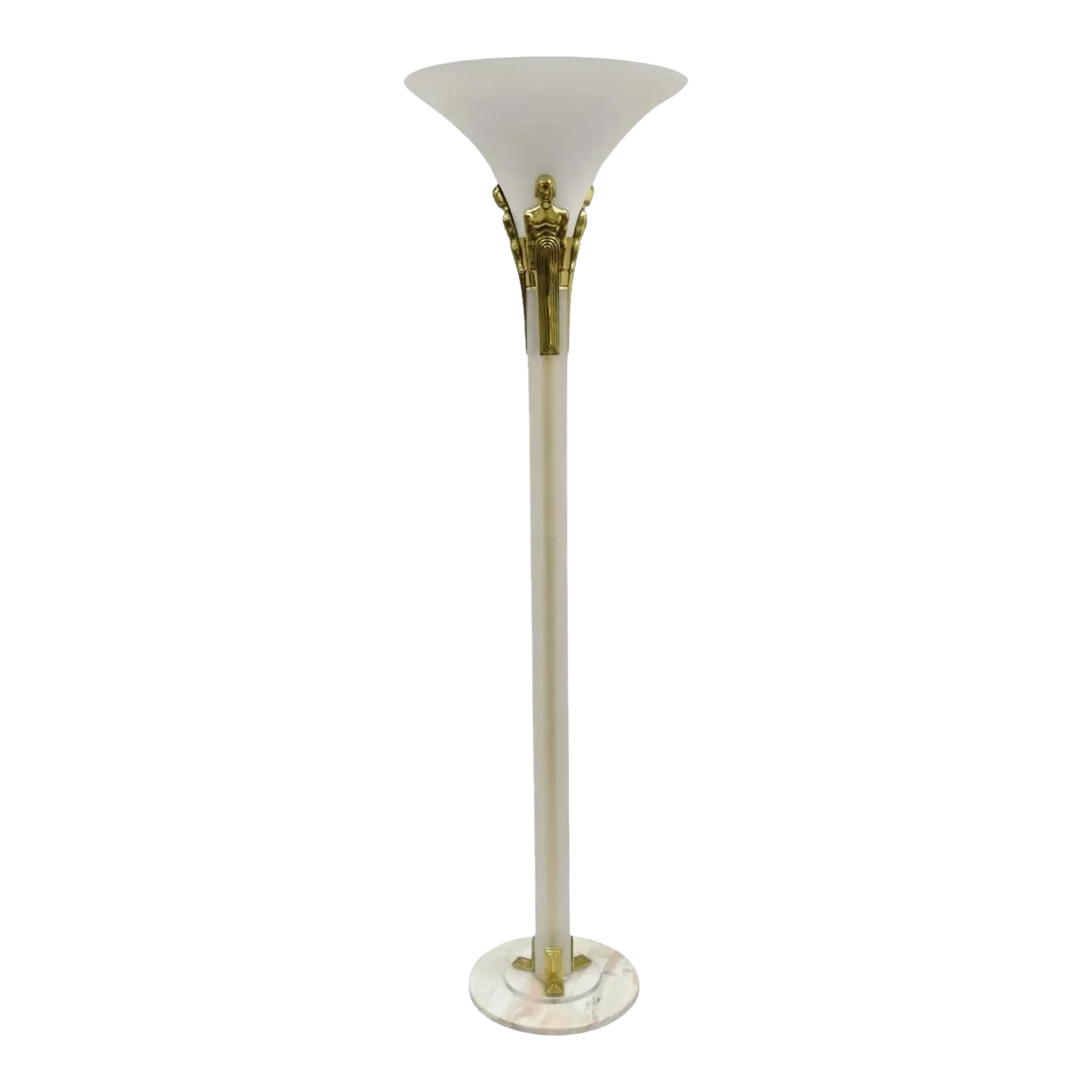 Vintage Art Deco Style Figural Frosted Acrylic and Glass Torchiere ...