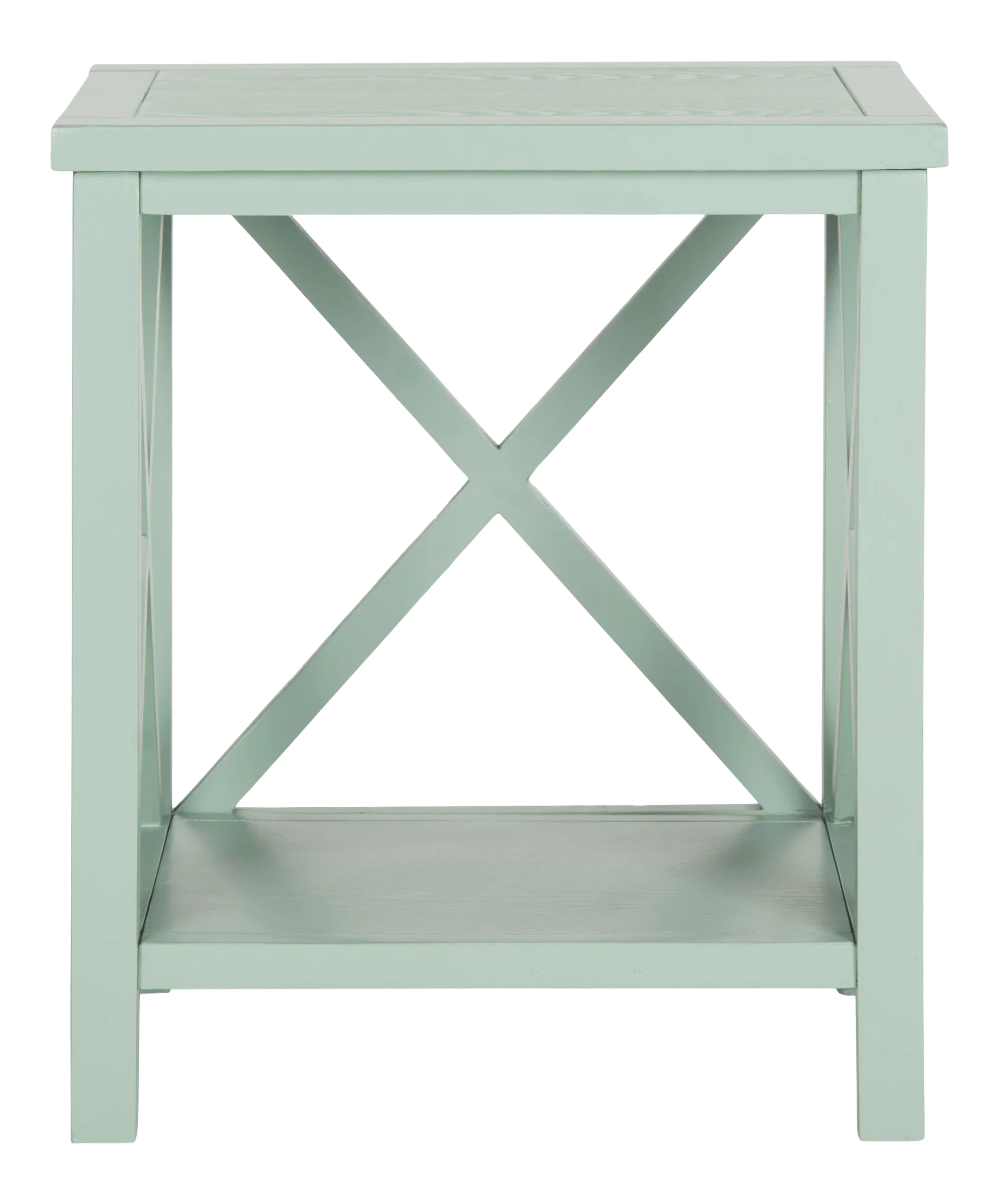 Cross Back End Table in Dusty Green | Chairish