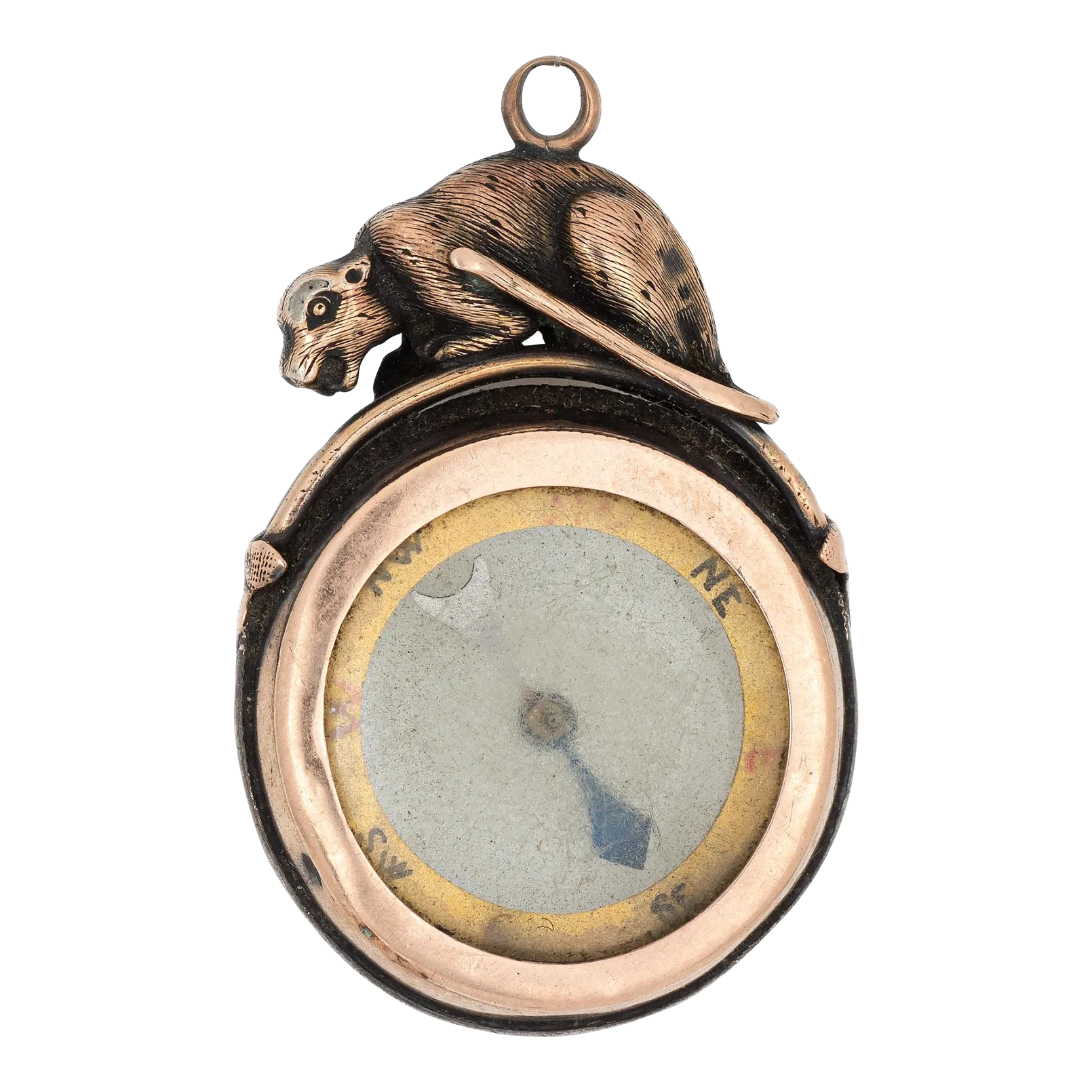 Antique Edwardian Compass Fob 9k Rose Gold Animal Motif Pendant | Chairish