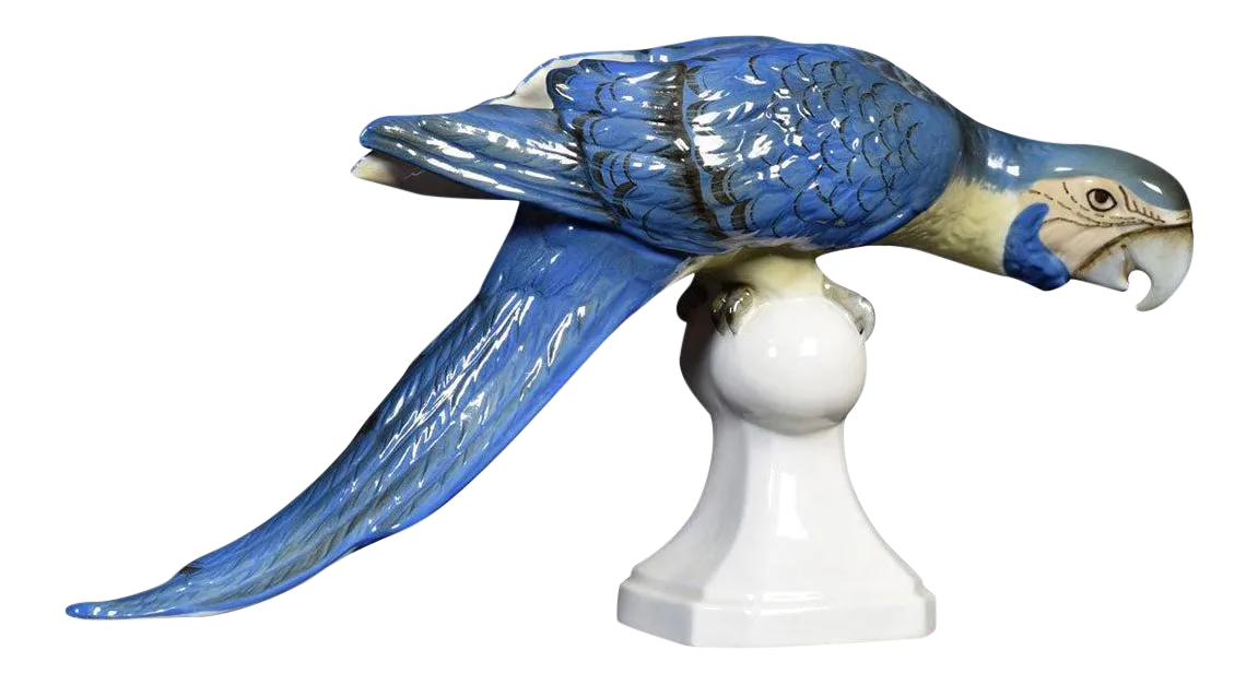 Mid Century Tropical Ceramic Blue Macaw by Royal Dux | Chairish