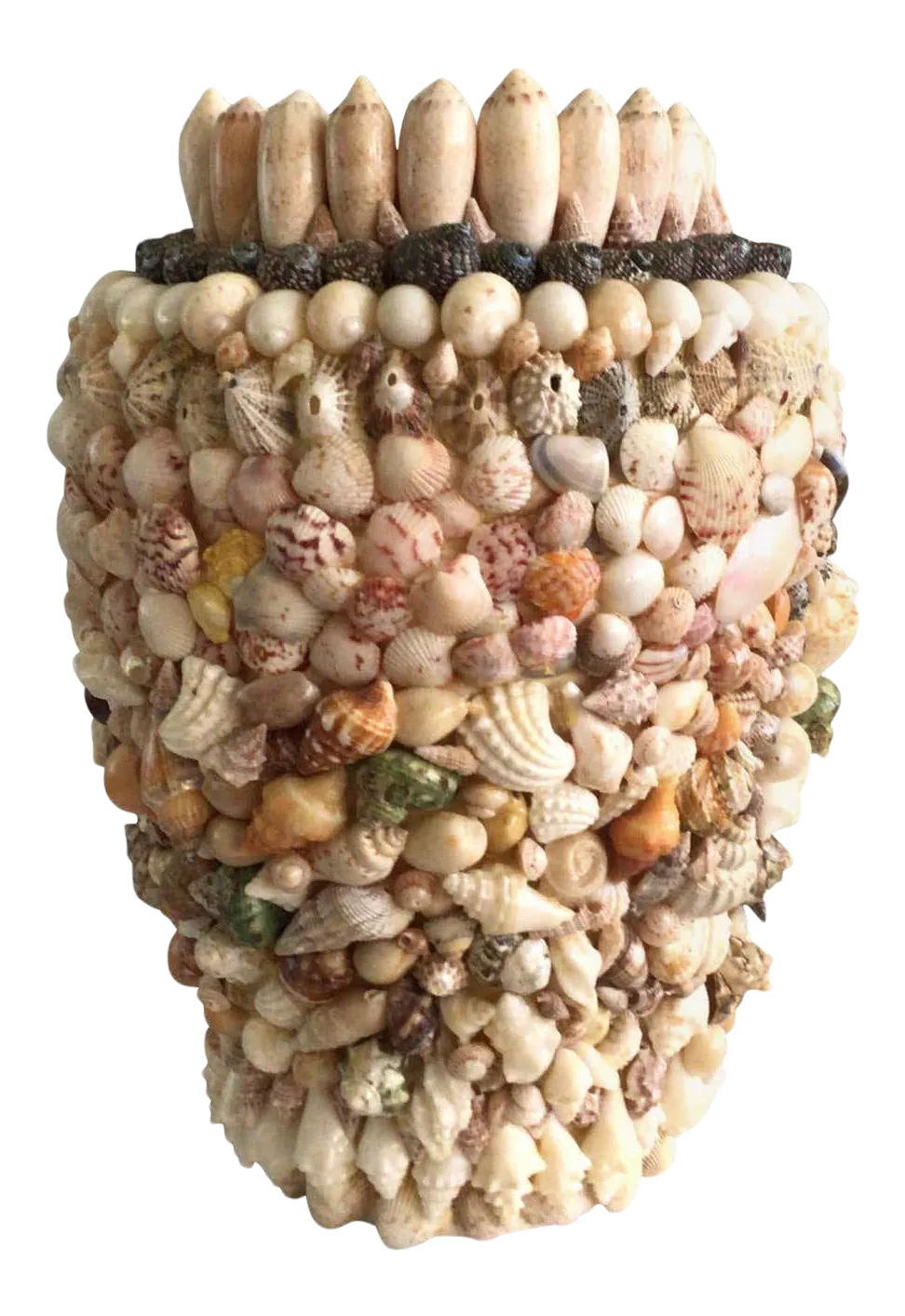 1970s Handmade Shell Art Vase | Chairish