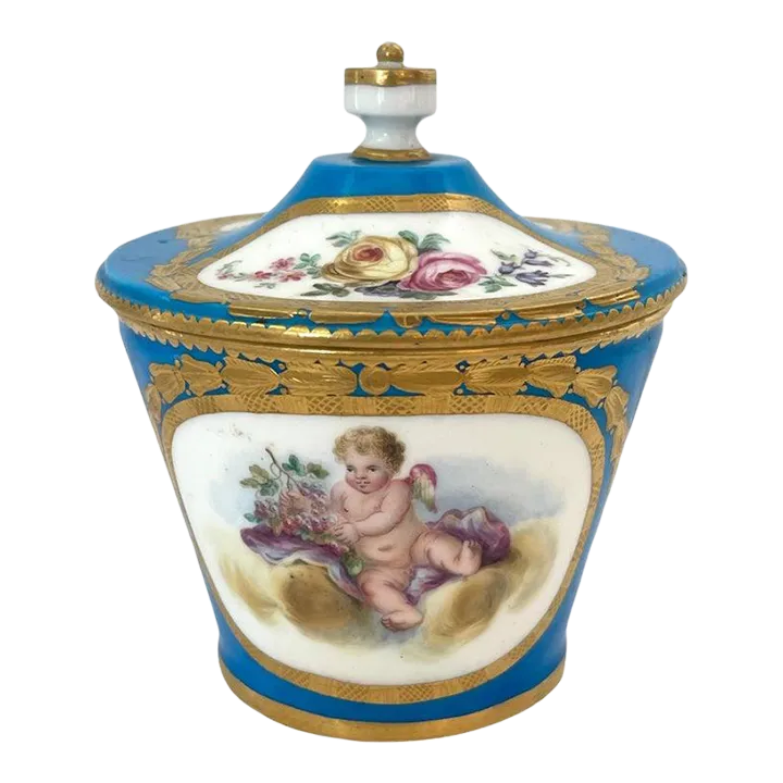 18th Century Sevres Blue Celeste Putti Motif Sugar Box 1767, Special ...