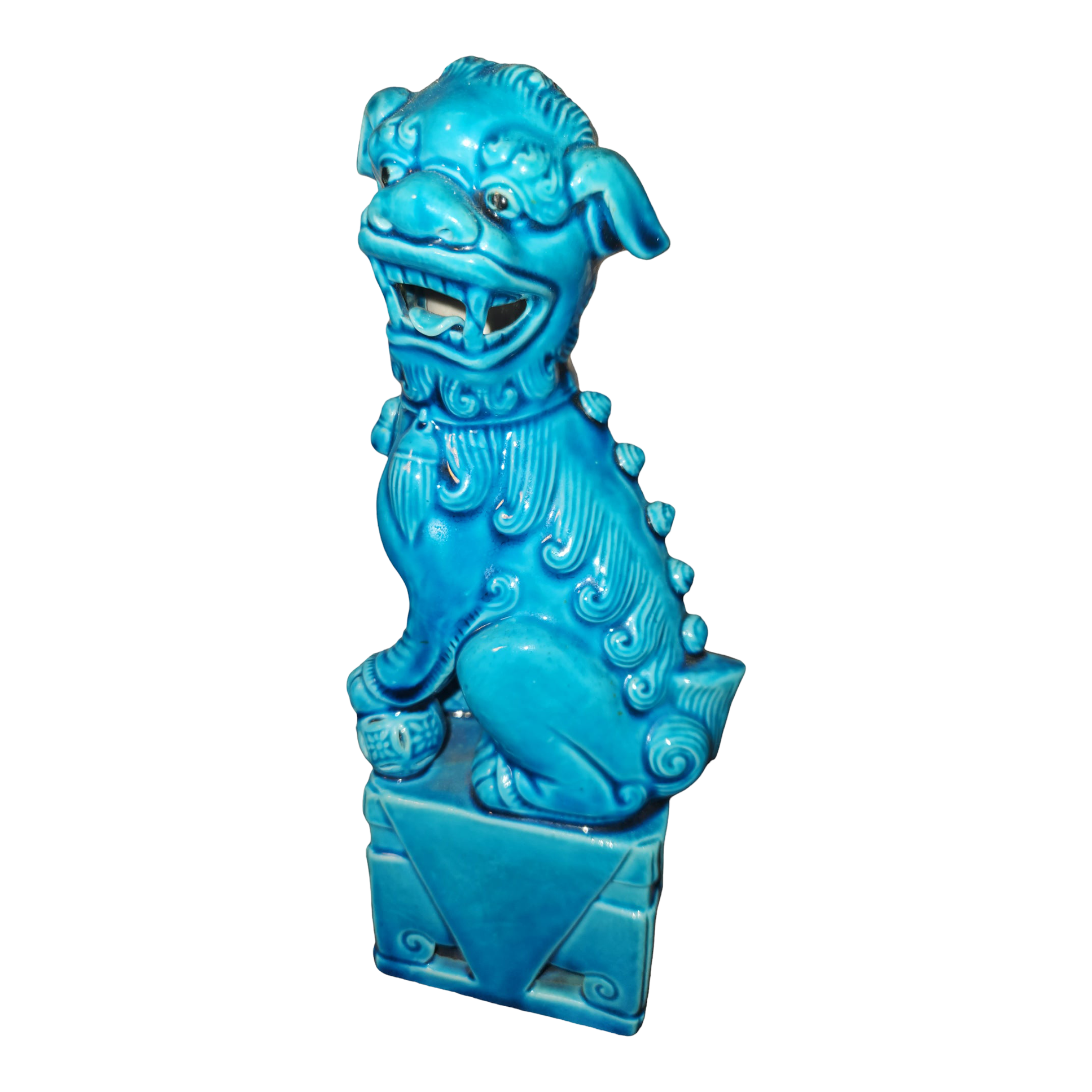 Mid 20th Century Antique Chinese Turquoise Foo Dog | Chairish