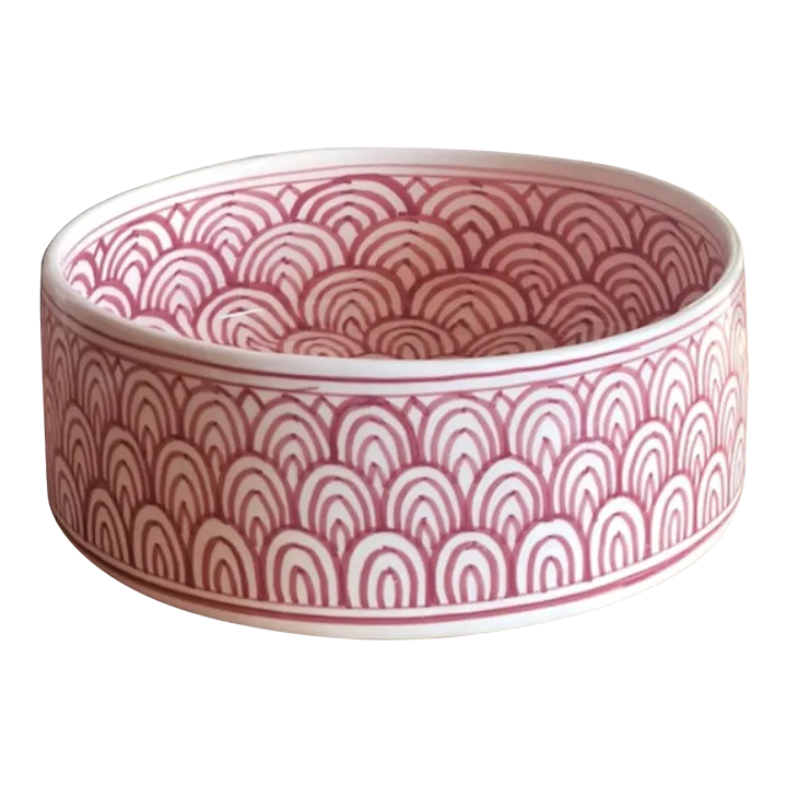 Moroccan Hand Painted Ceramic White & Pink Vessel Sink | Chairish