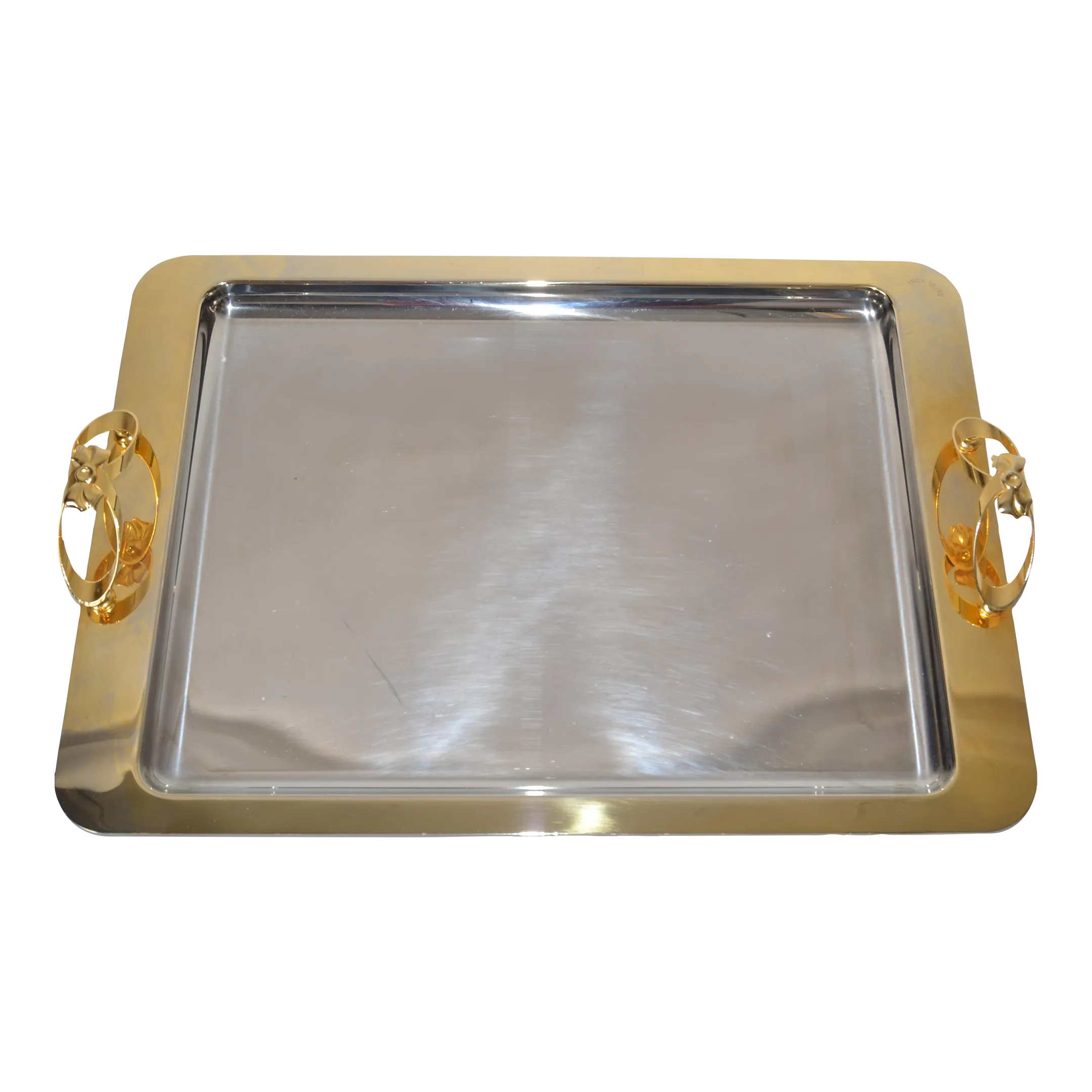 1980s Italian Art Deco Style Inox 18/10 Stainless Steel Serving Tray ...