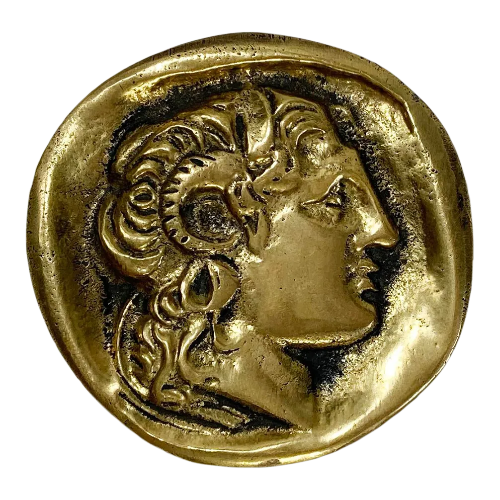 Vintage Bronze Greek Alexander the Great Coin Paper Weight | Chairish