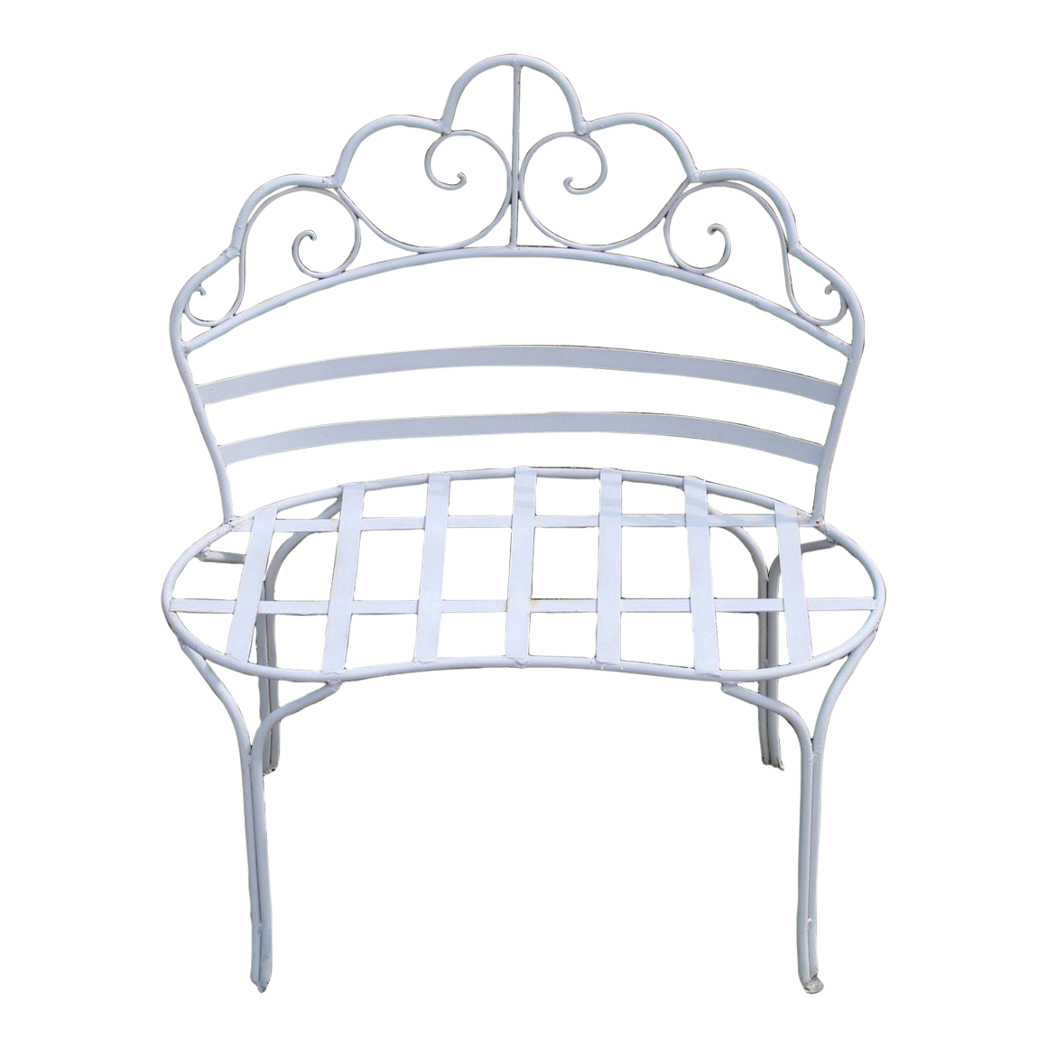 Vintage White Wrought Iron Kidney Bench | Chairish