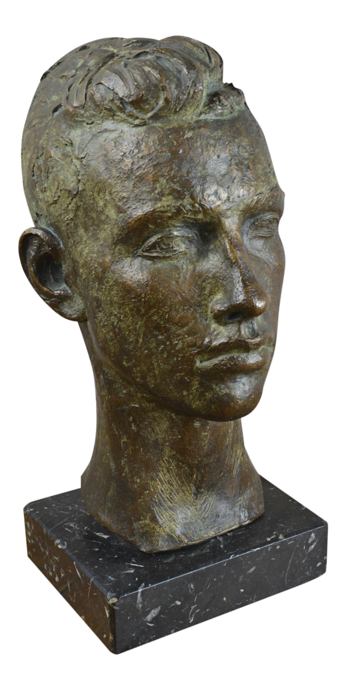 Modernist Bronze Bust of Young Man | Chairish